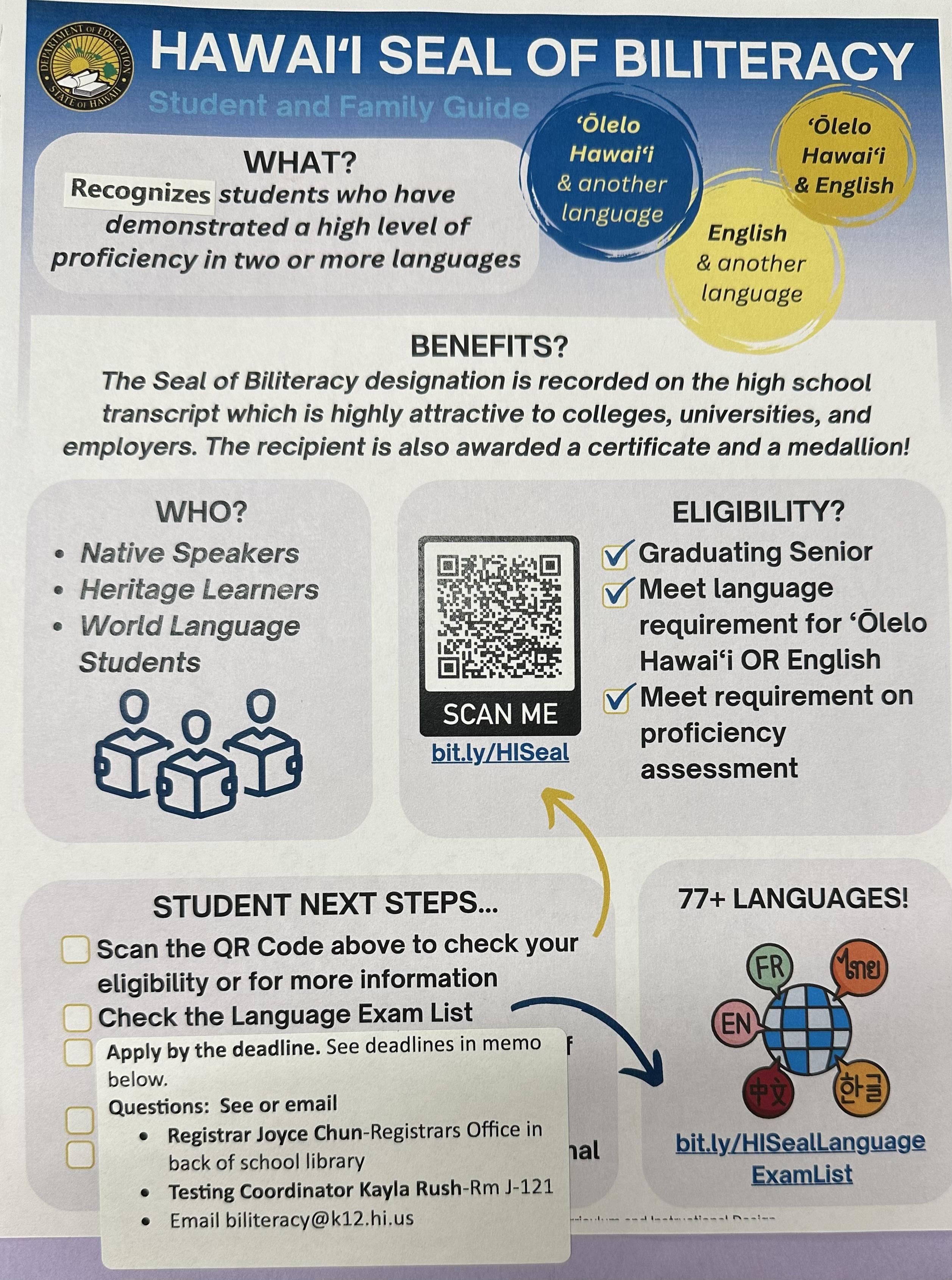 Seal of Biliteracy – Exam Types at BHS – H.P. Baldwin High School