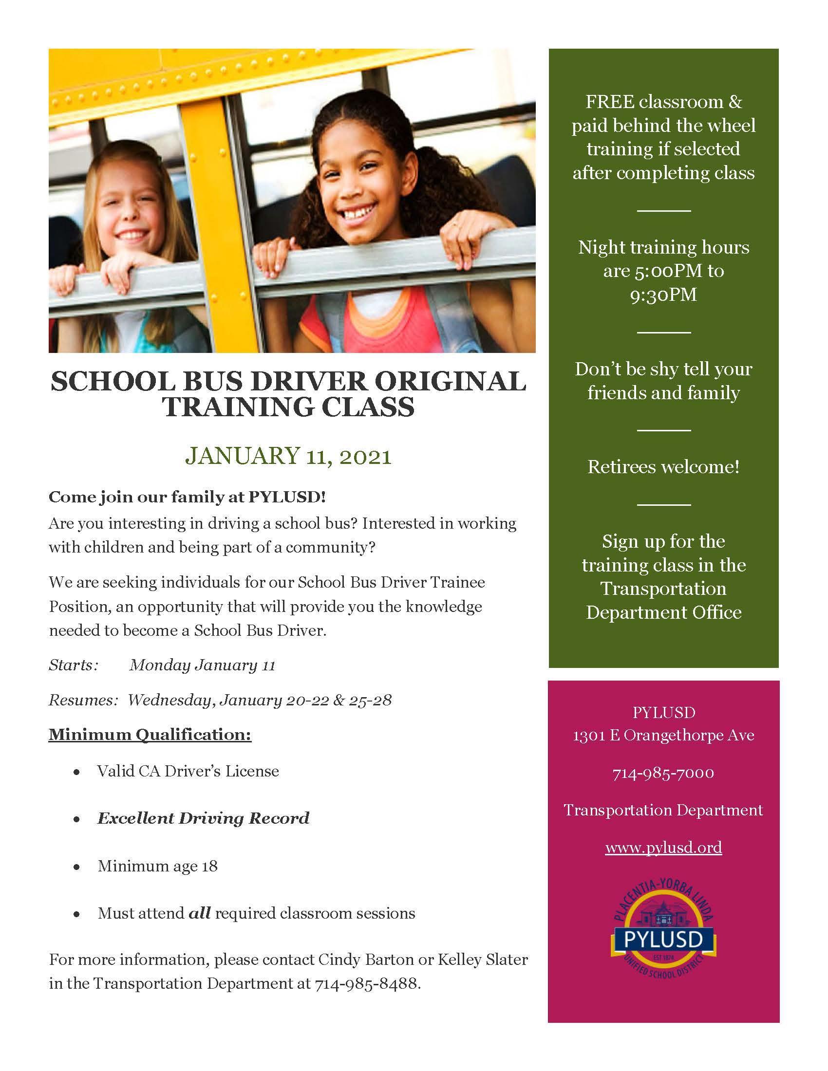 Become a School Bus Driver! – Transportation – Placentia-Yorba Linda ...