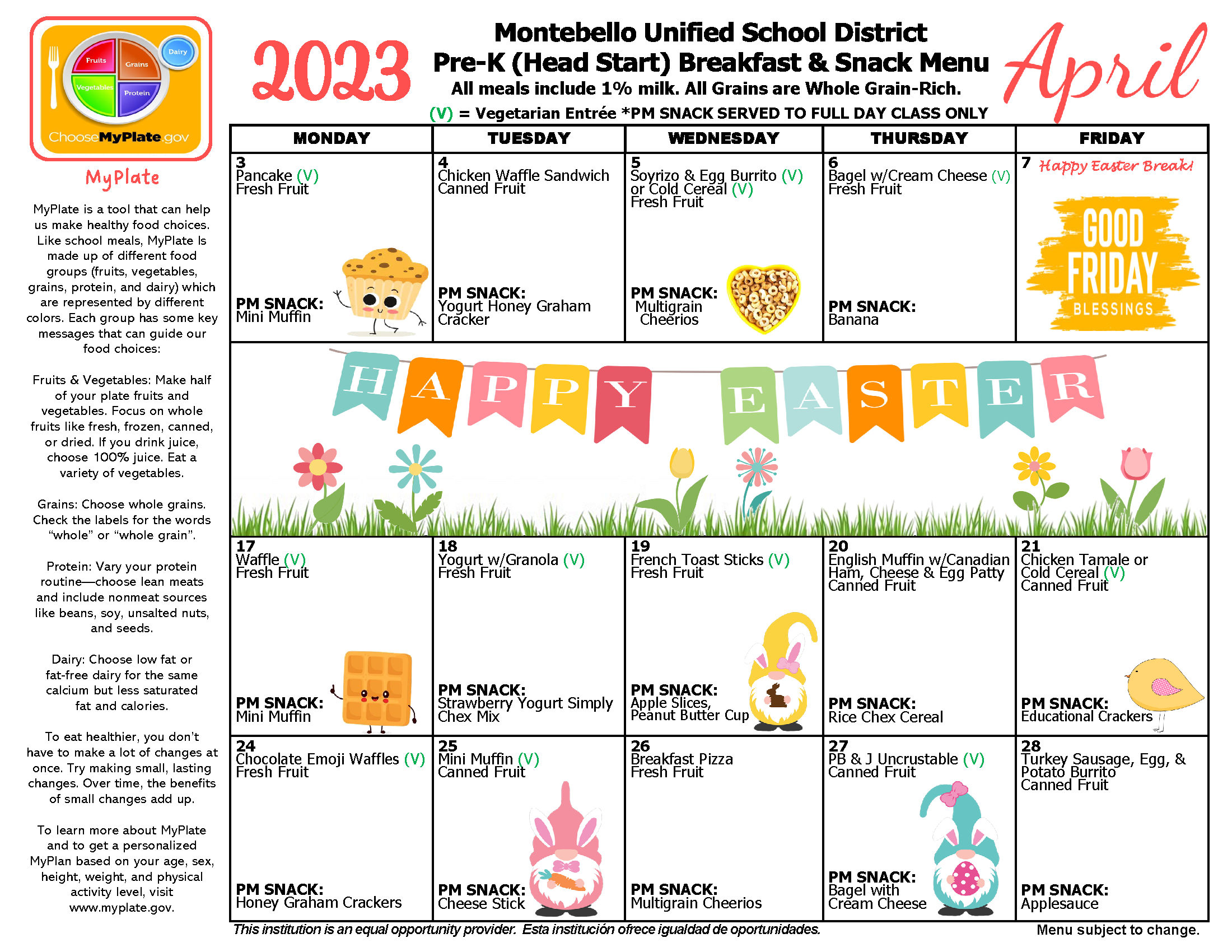 Menus – Nutrition Services – Montebello Unified School District