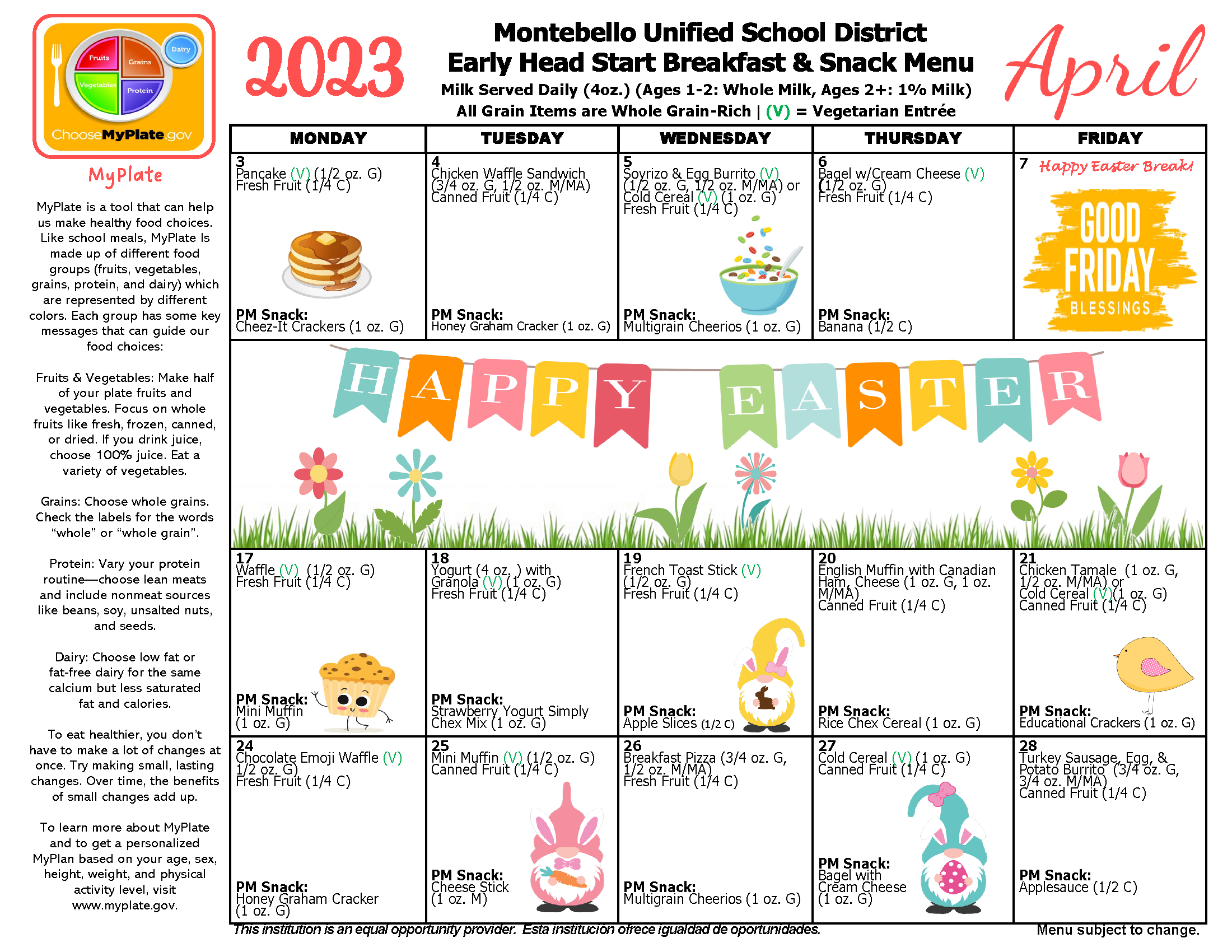 Menus – Nutrition Services – Montebello Unified School District