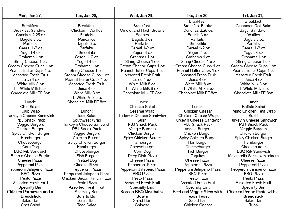 Menu – Food – Ukiah High School