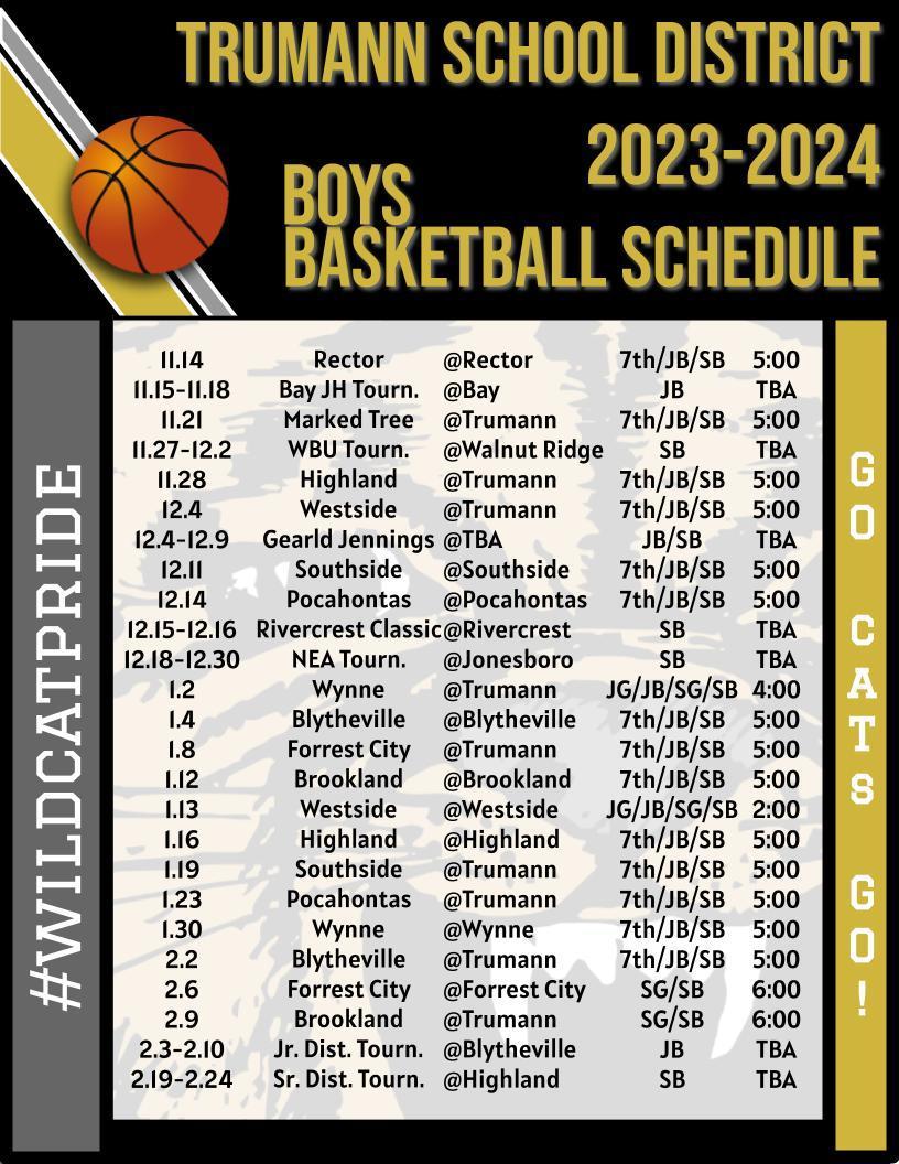 Wildcat Boys Basketball Schedule – Schedules – Trumann School District