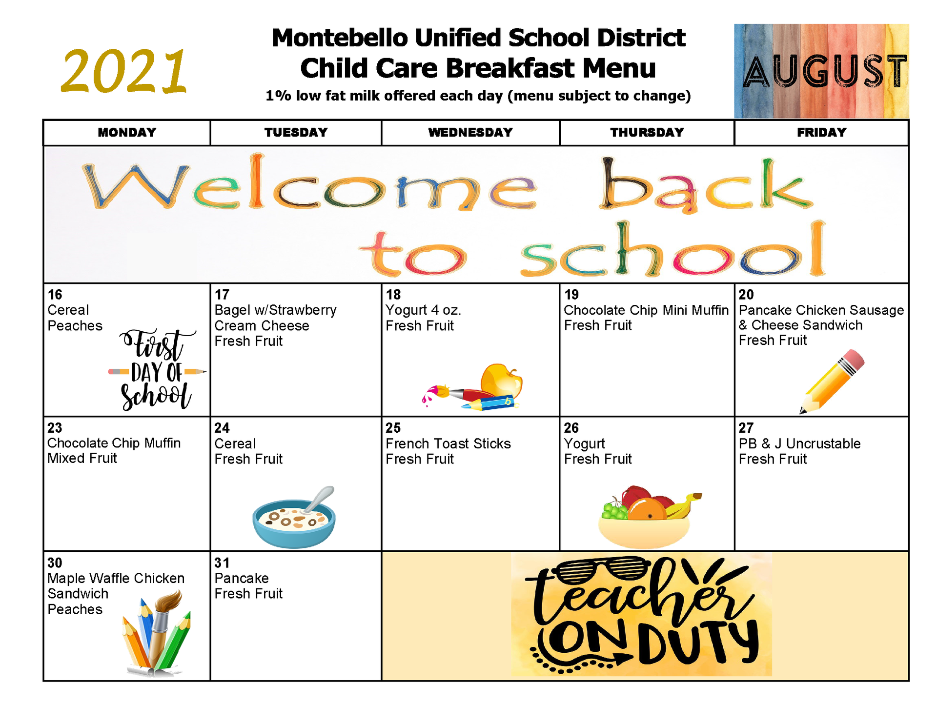 Menus – Nutrition Services – Montebello Unified School District