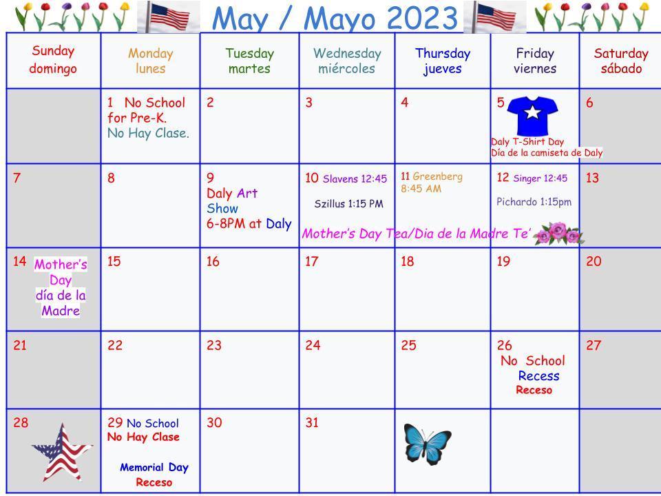 Pre-K Calendar - Pre-Kindergarten - John J. Daly Elementary School