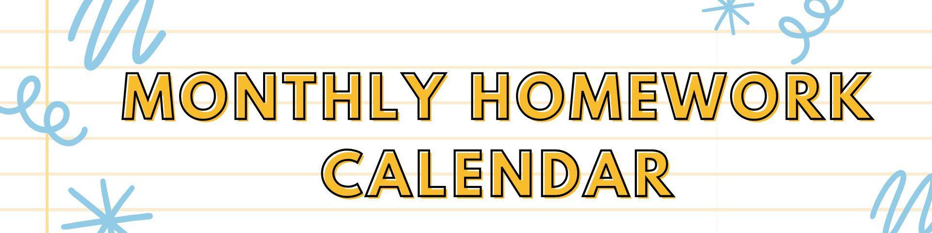Monthly Homework Calendar – Miss Elly Schueppert – Holy Infant ...