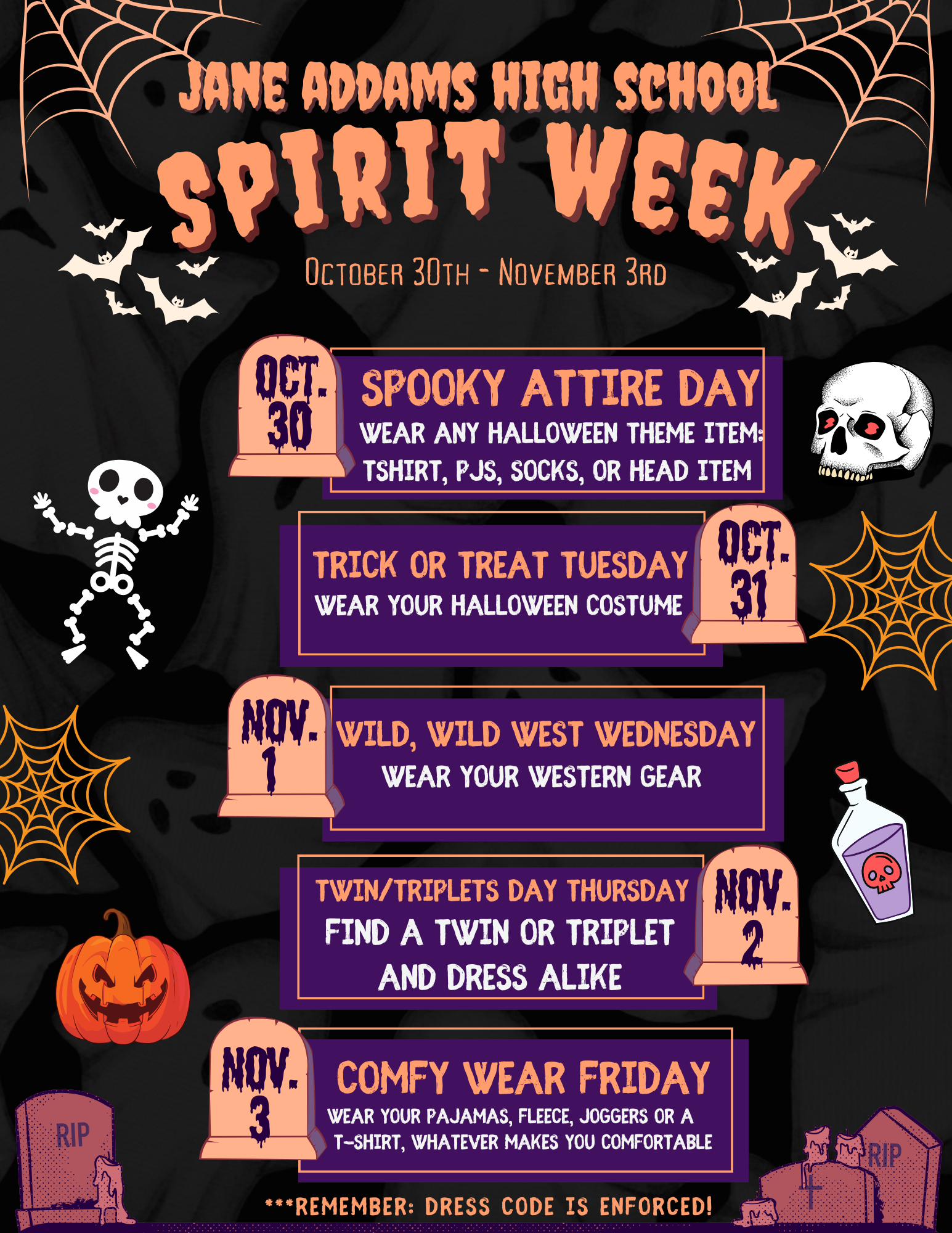 Spirit Week & Halloween Guidelines | Jane Addams High School