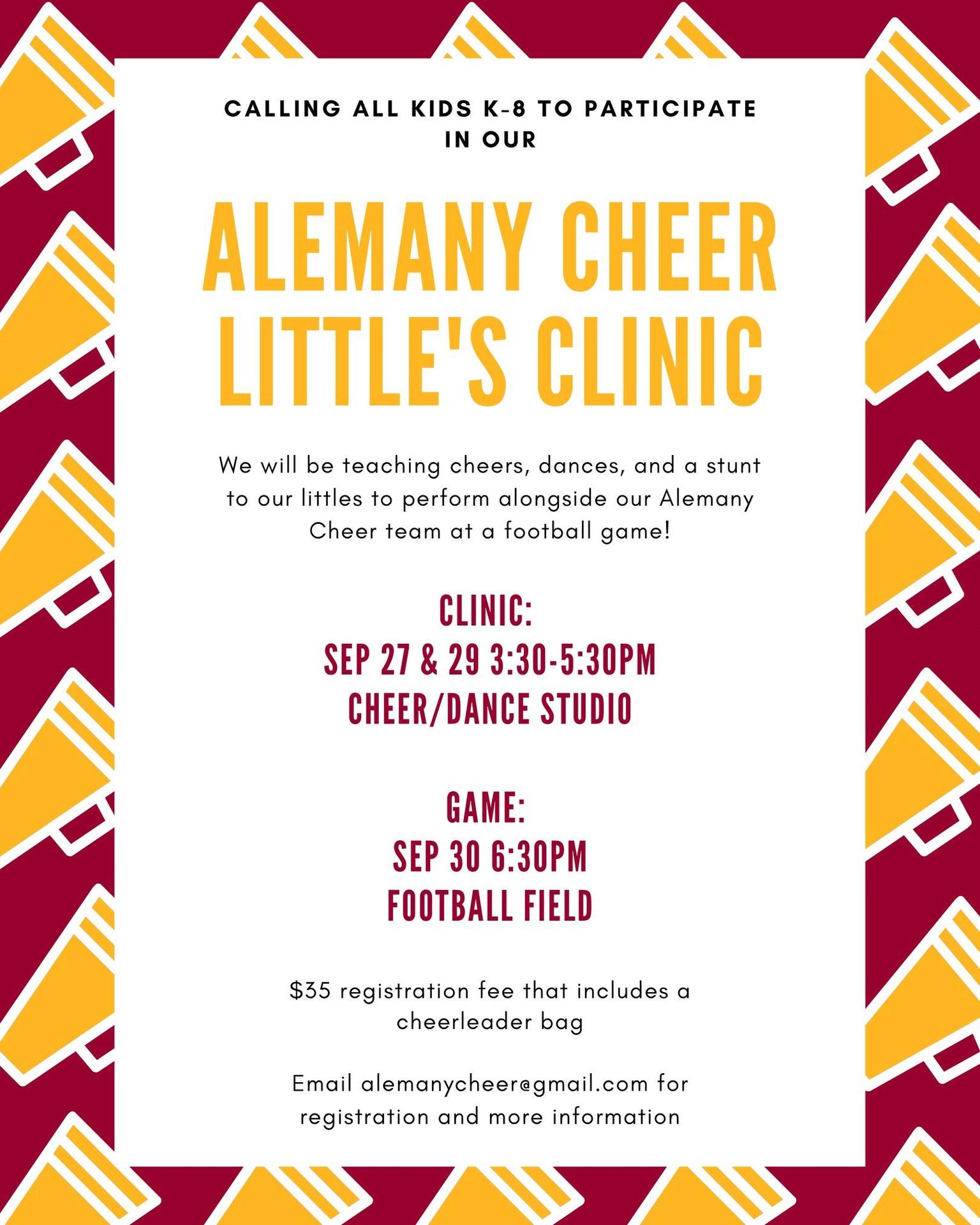 Alemany Cheer - Little's Clinic - Alemany Events - Bishop Alemany High ...