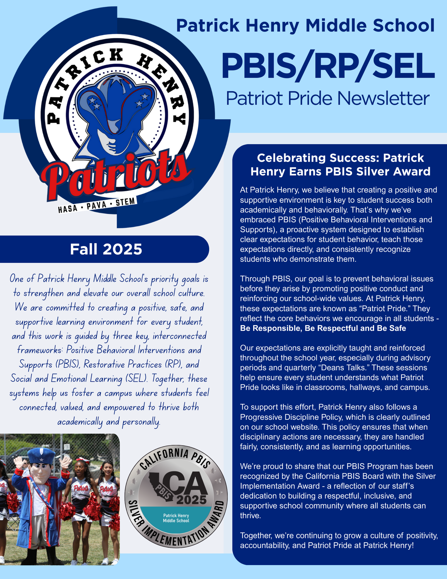 PBIS/RP/SEL at PHMS – About PHMS – Patrick Henry Middle School