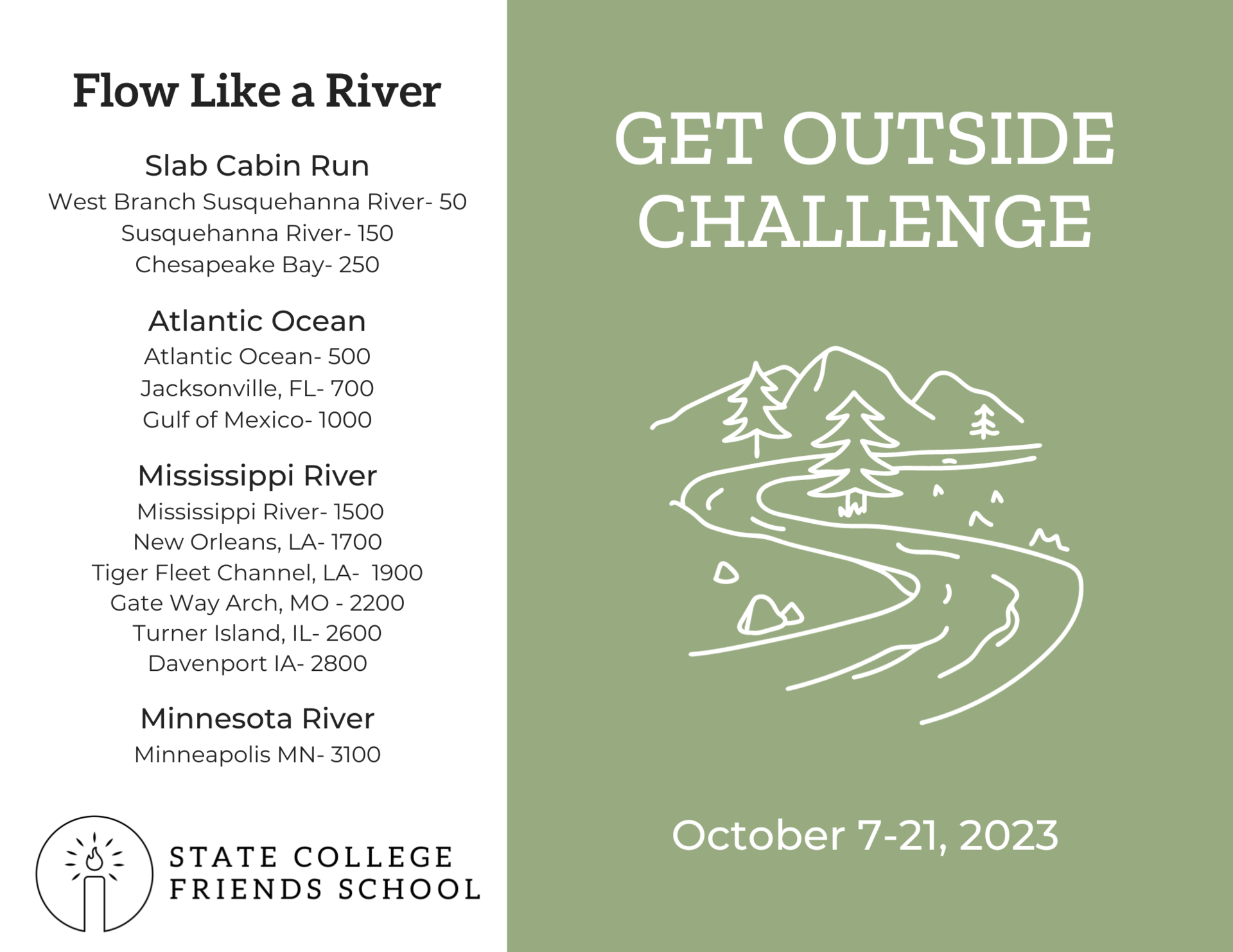 Get Outside Challenge - Giving - State College Friends School