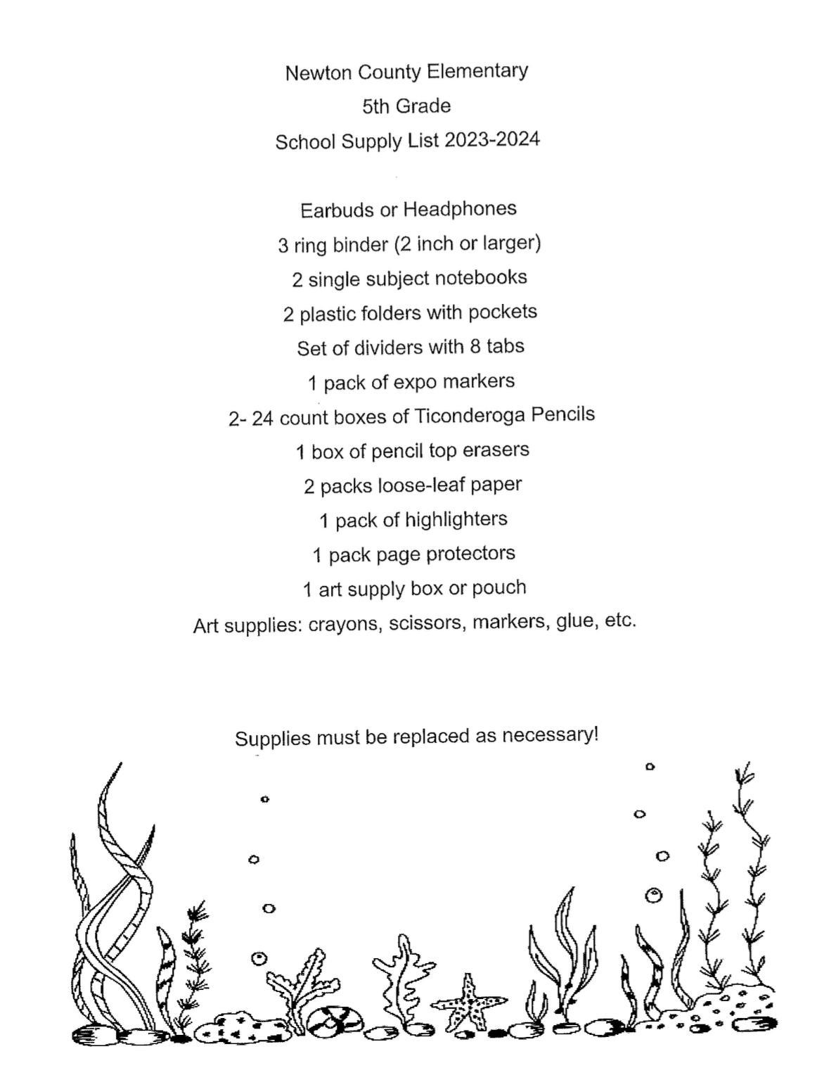 2023 24 Supply Lists Parents Newton County Elementary School 2023 24 Supply Lists Parents Newton County Elementary School