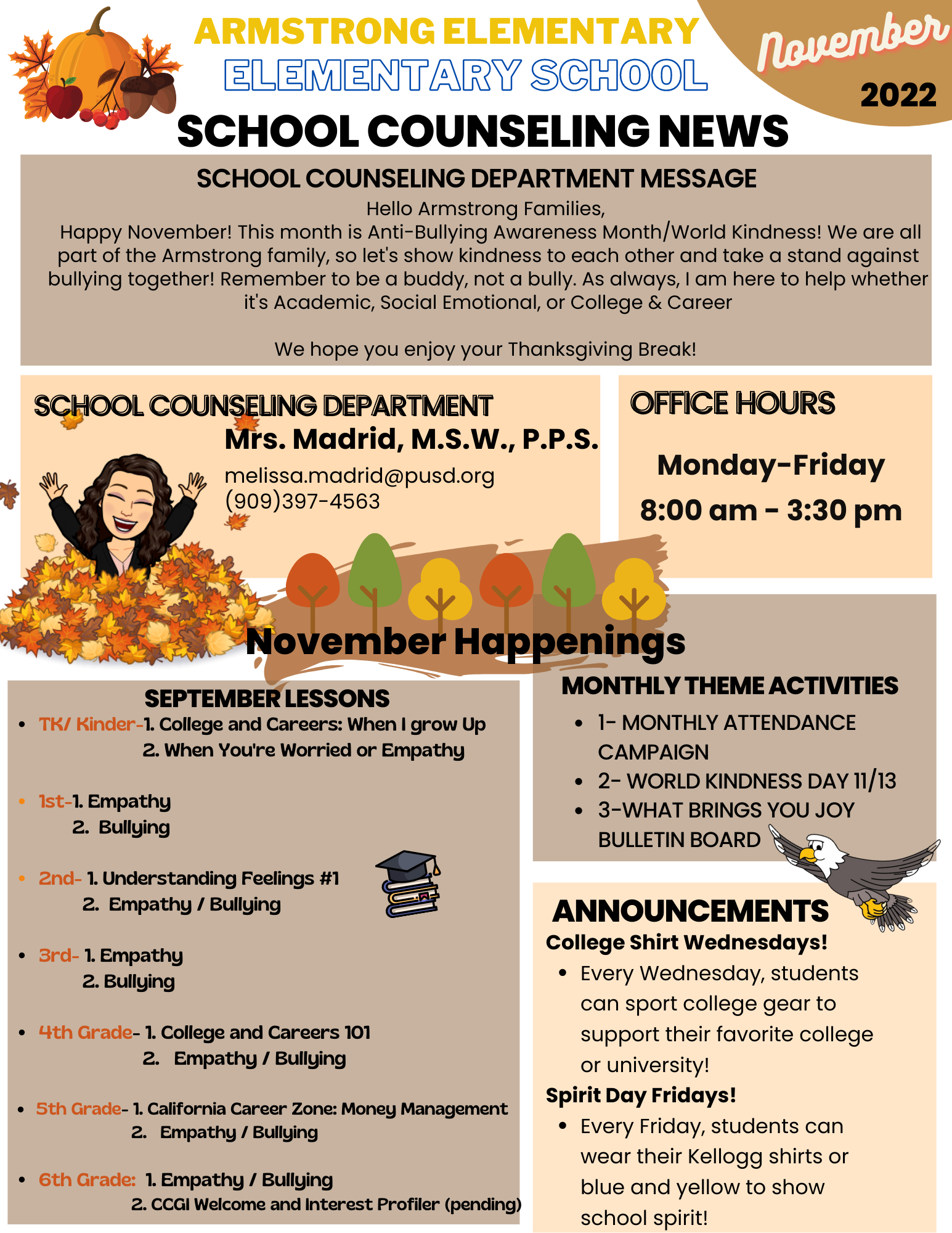 Monthly Newsletter- Armstrong School Counselor News – Counselor ...