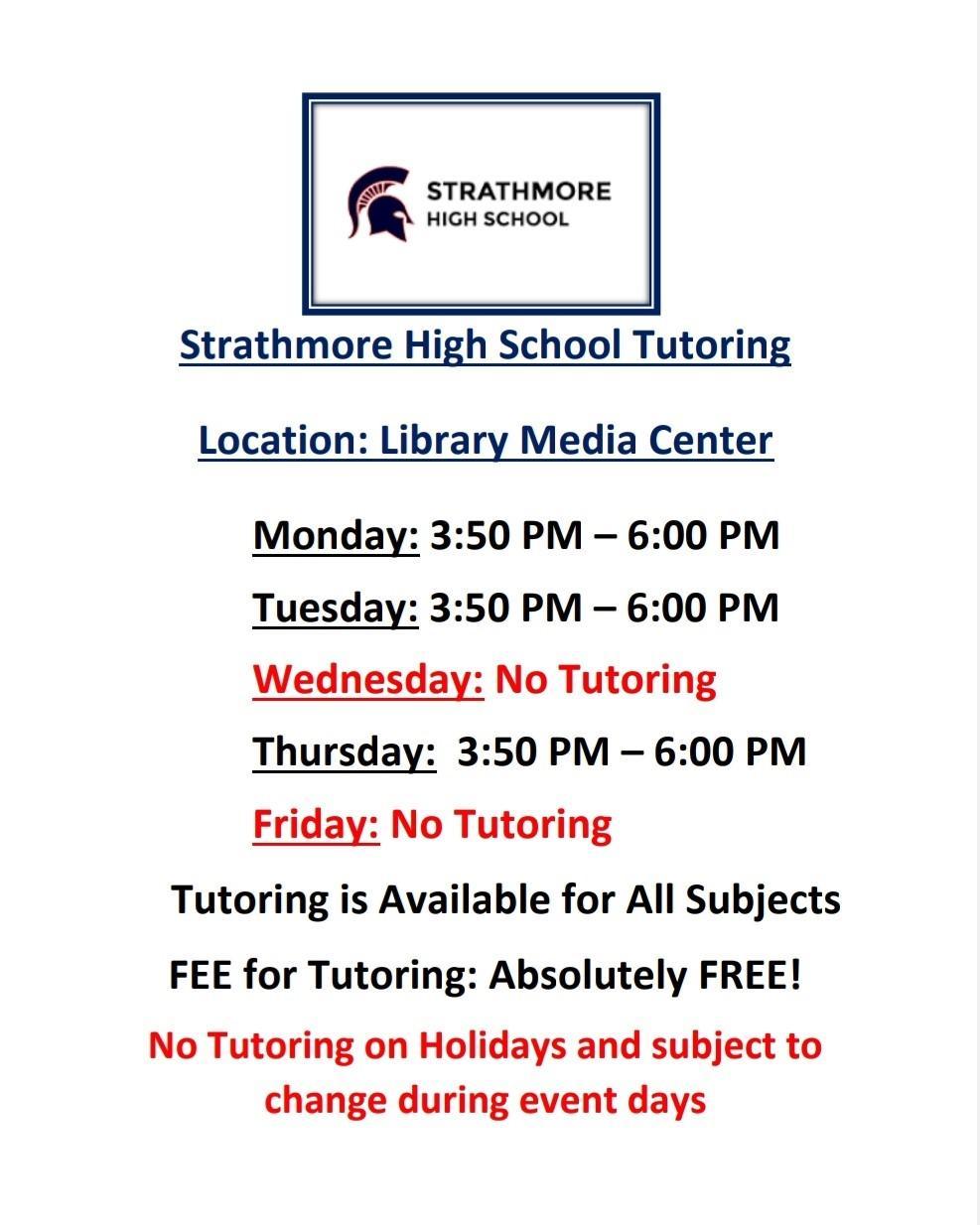 Strathmore High School: Tutoring – Library & Technology Center ...