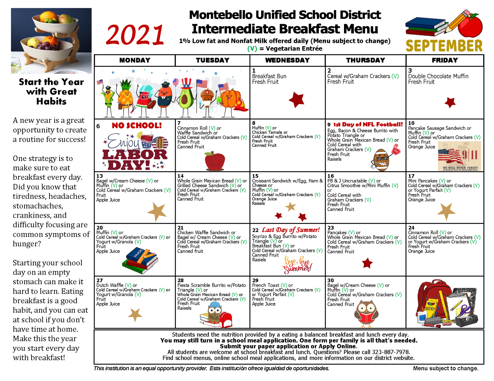 Menus – Nutrition Services – Montebello Unified School District