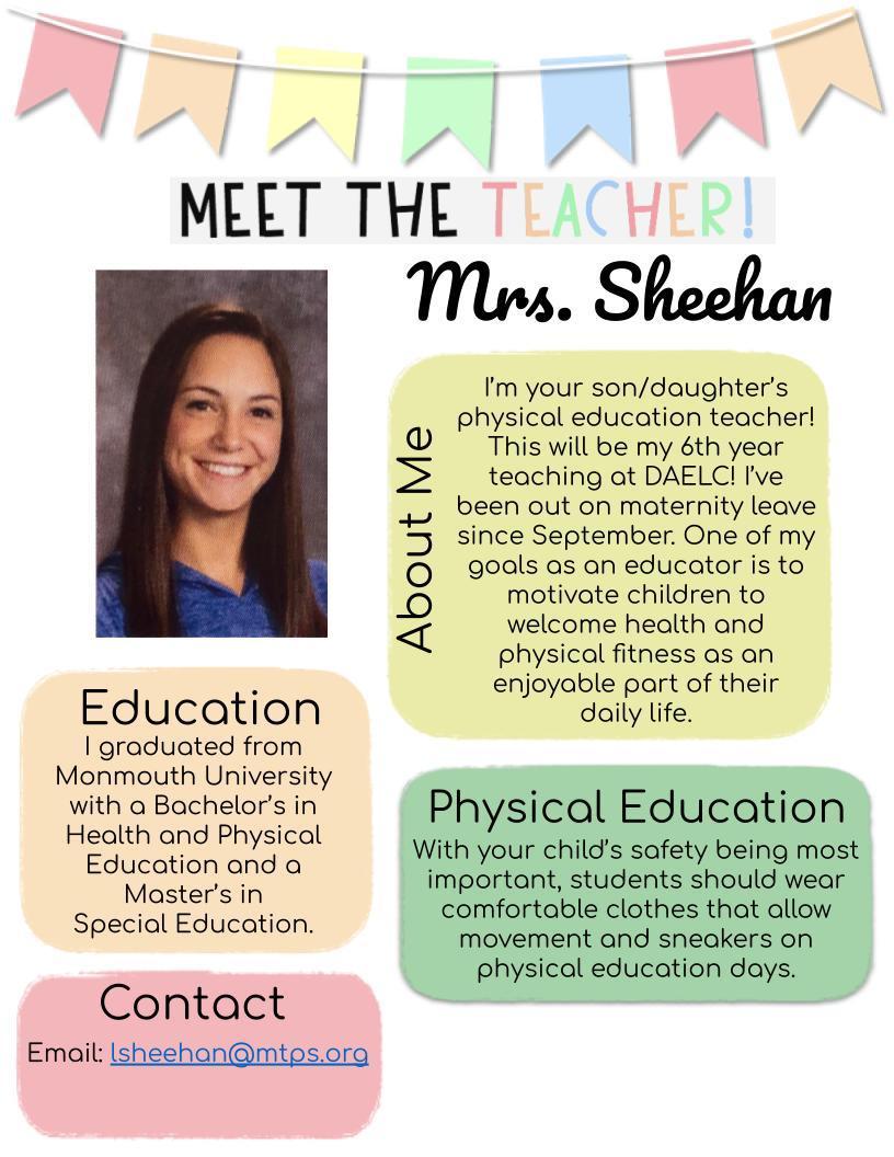 About Mrs. Sheehan – Lauren Sheehan – David C. Abbott Early Learning Center