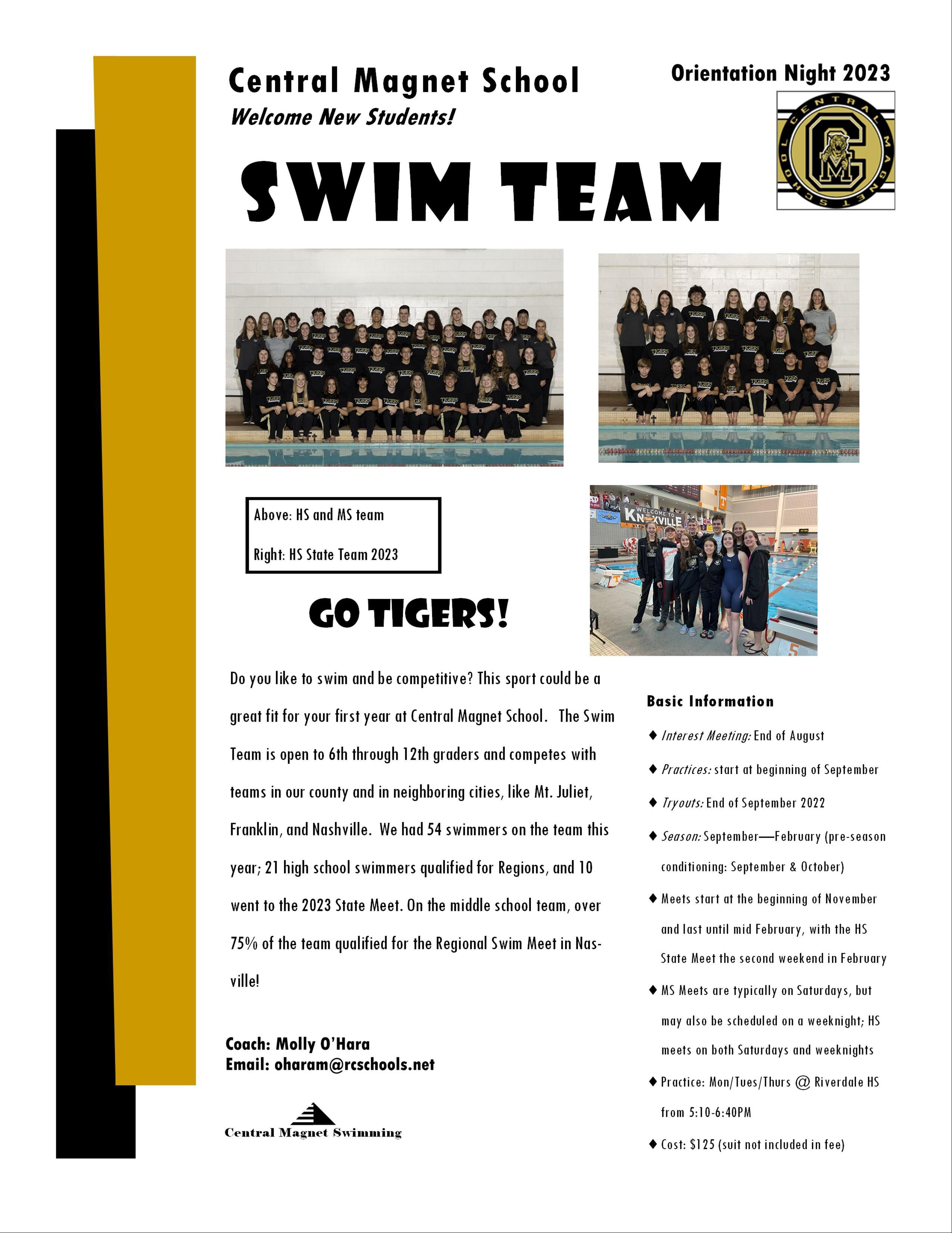Swimming – Middle & High School Swimming – Central Magnet School