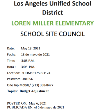 Parent Committees – Parents – Loren Miller Elementary School