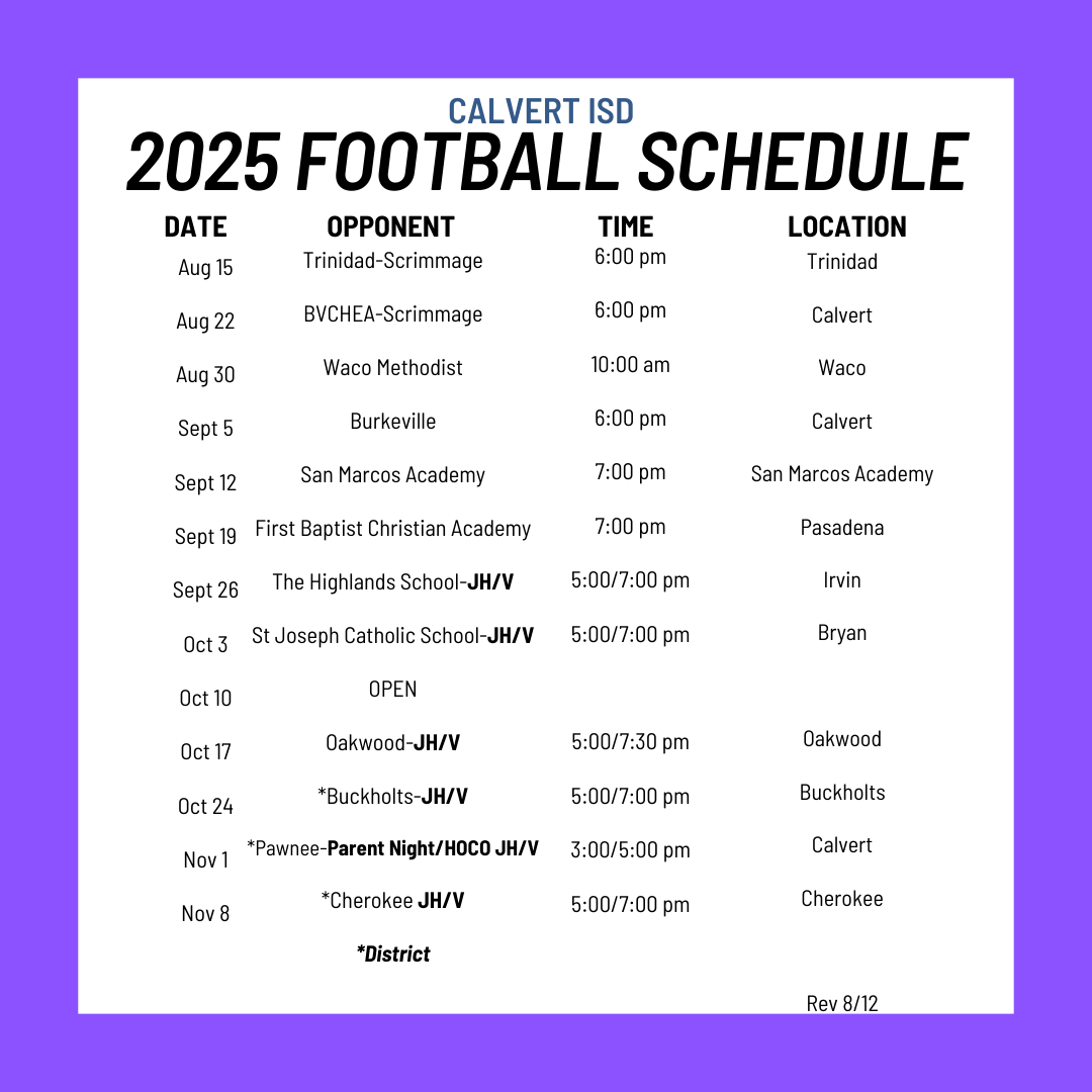 Calvert ISD Athletic Department – Athletics – Calvert Independent ...