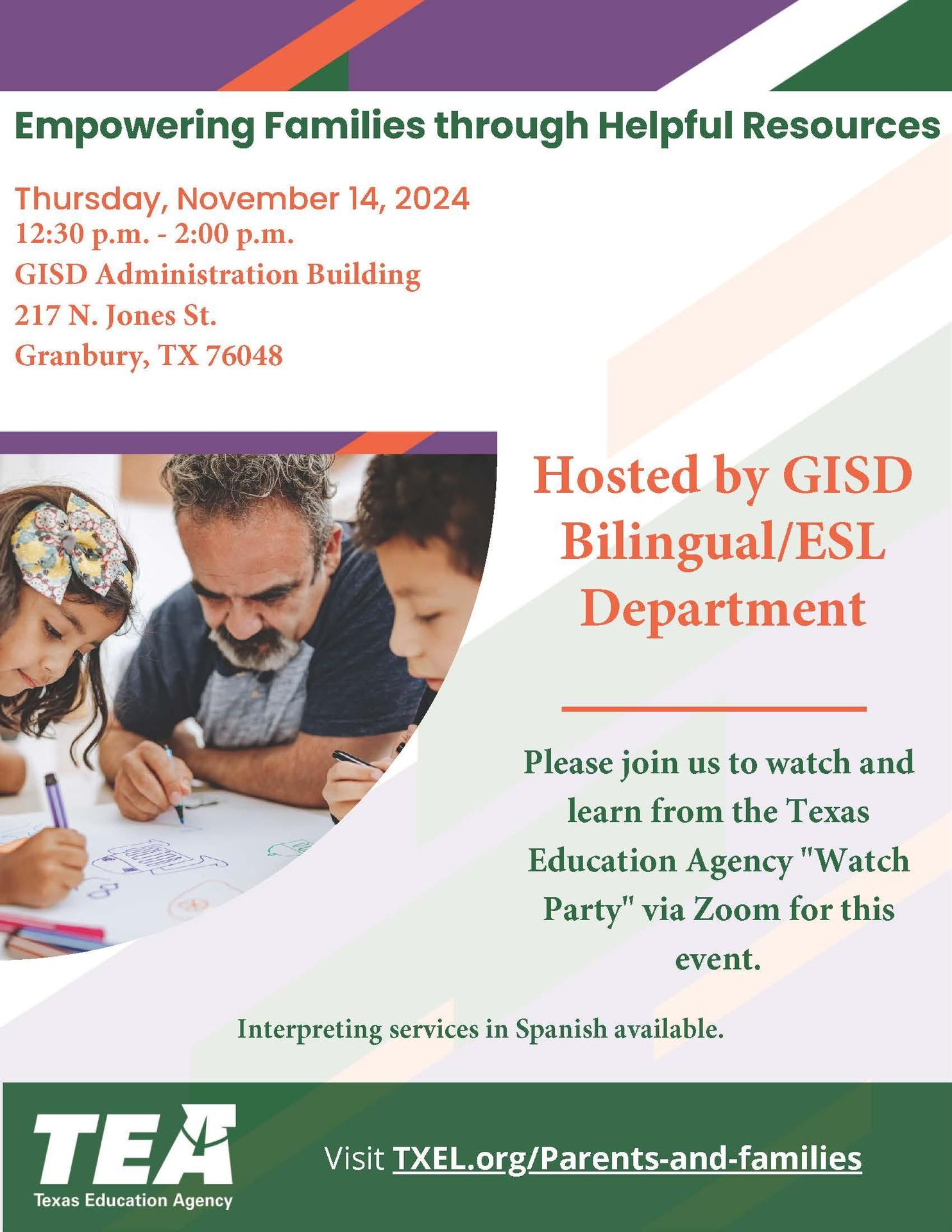 Parent & Family Engagement Event – Bilingual/ESL Programs – Granbury ...