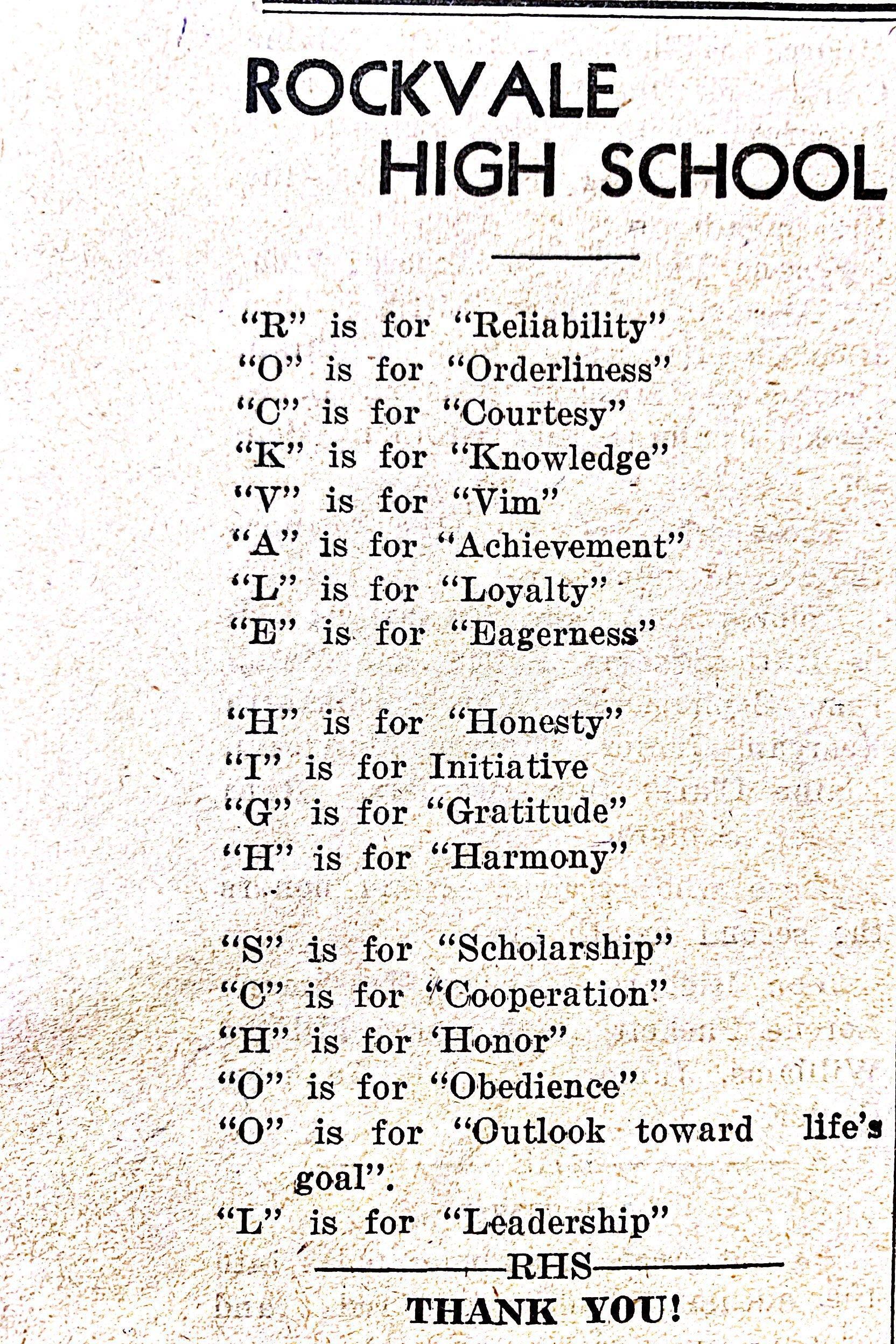 Remembering Rockvale – Alumni – Rockvale High School