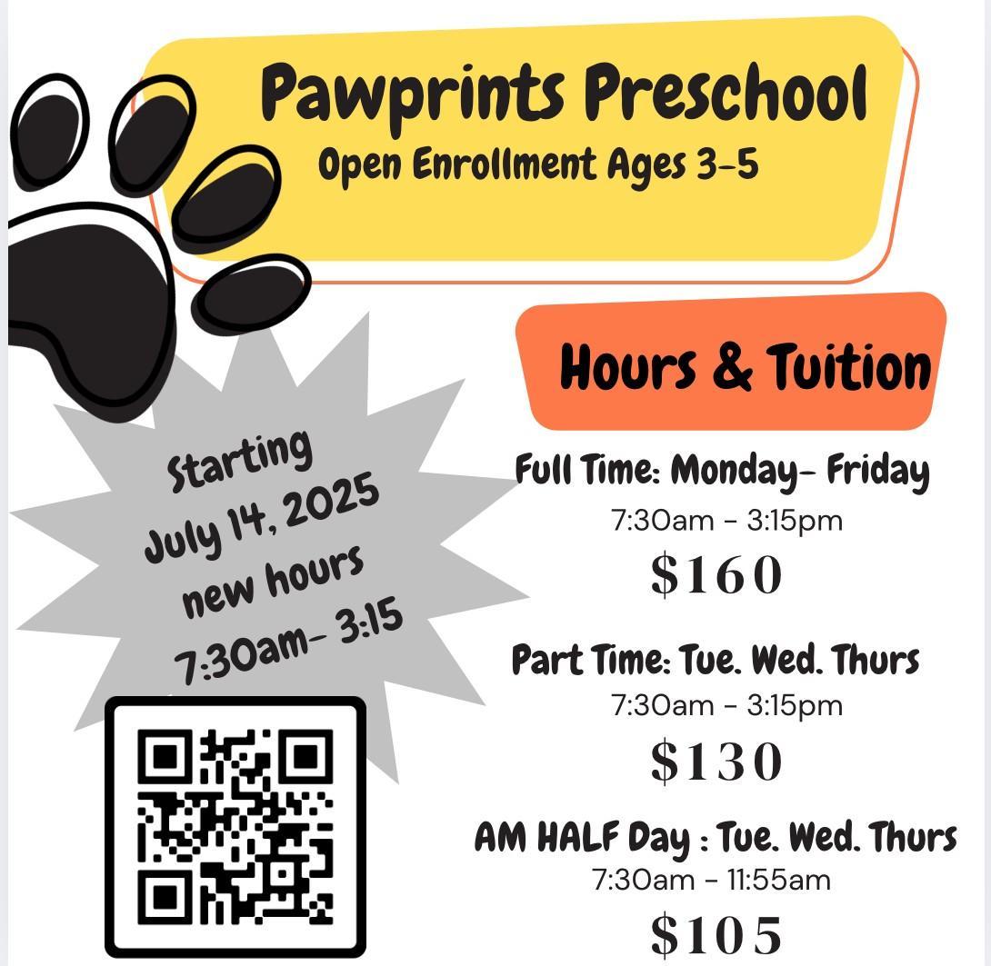 Rates and Hours – Paw Prints Preschool Section – Telesis Preparatory ...