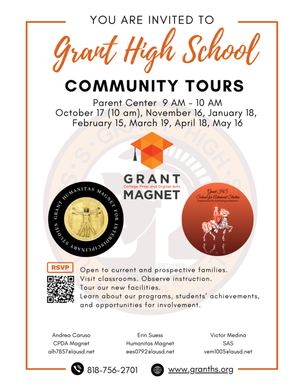 Join us for our monthly community tours! | Ulysses S. Grant High School
