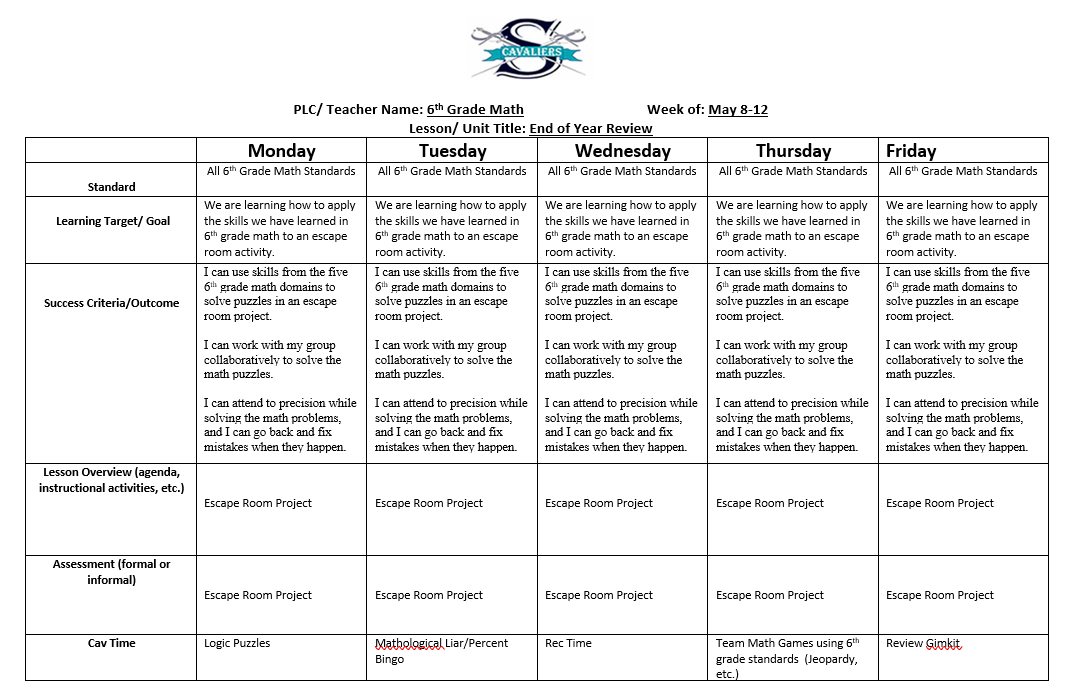 Mrs. Cheuvront's Class – Amanda Cheuvront – Siegel Middle School