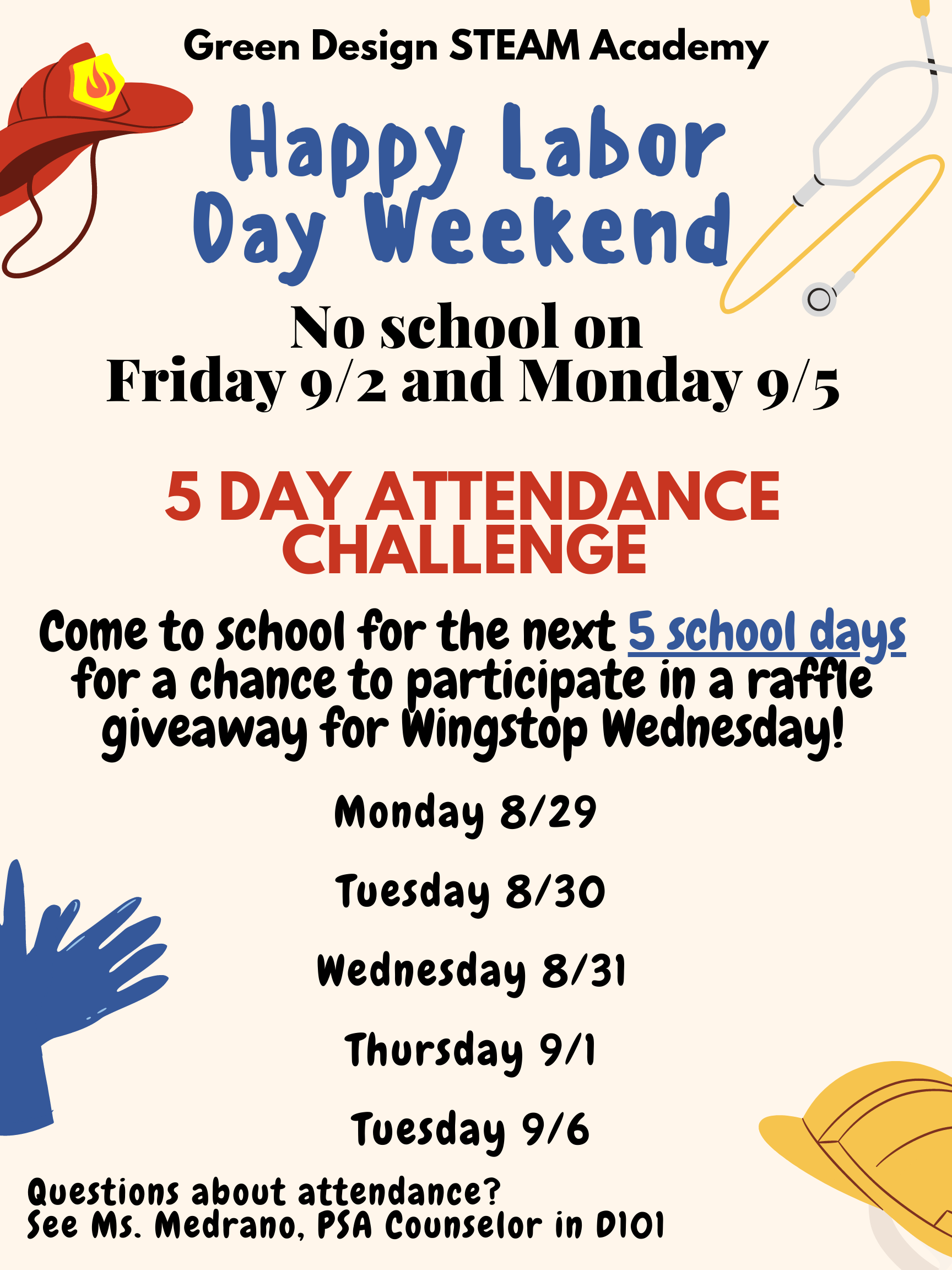 Attendance Announcements – Attendance – Green Design STEAM Academy