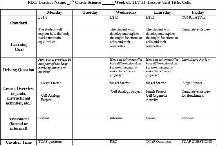 7C Science – Julie Melton – Siegel Middle School