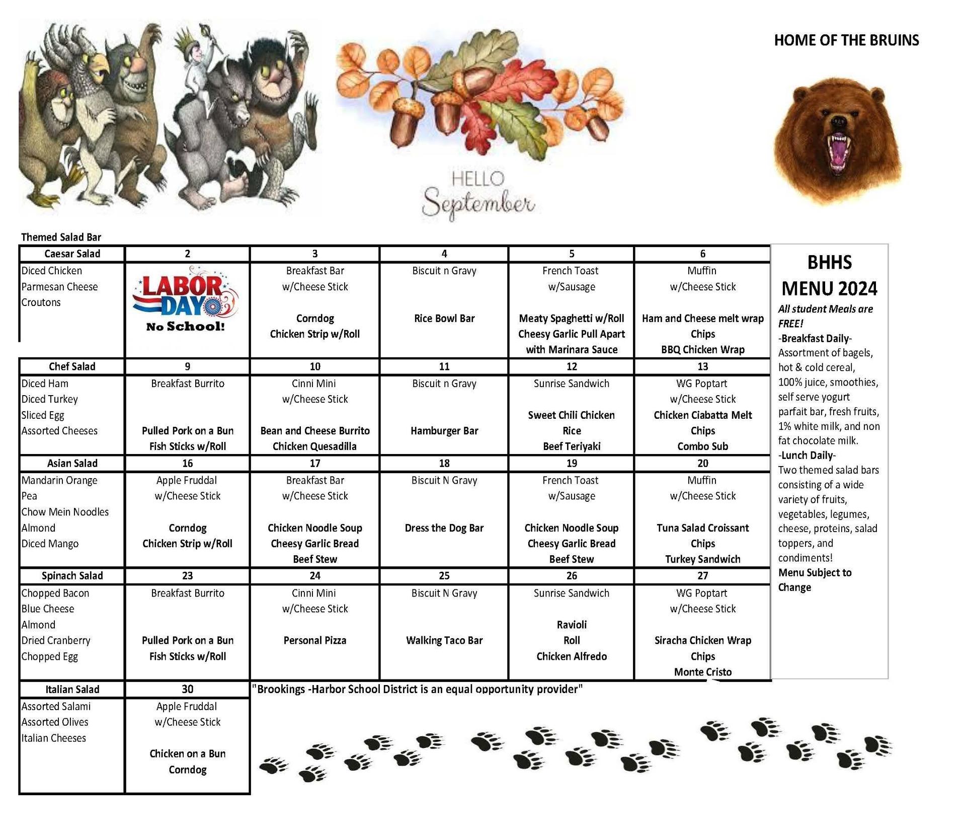 Daily Menus - Parent and Student Resources - Brookings-Harbor School ...