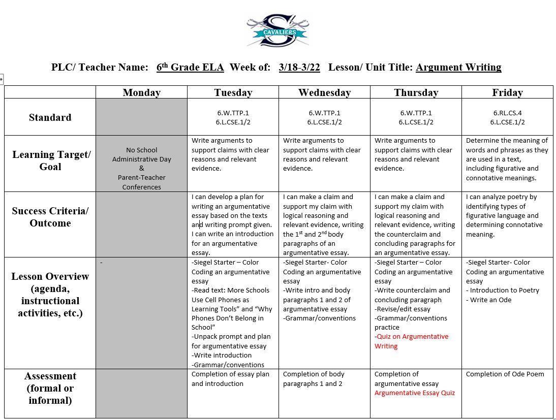 6C ELA! - Caren Davis - Siegel Middle School