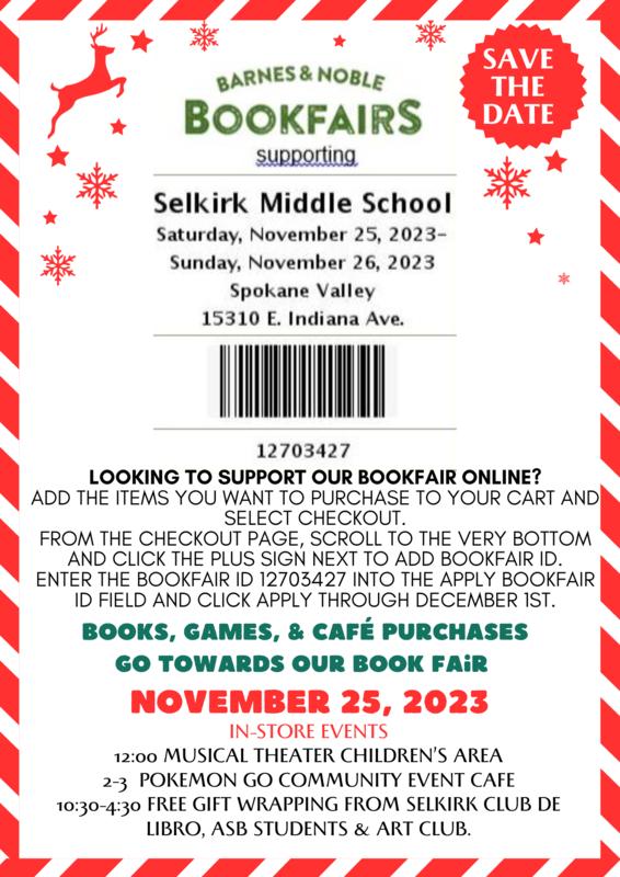 Support our Barnes and Noble Book Fair November 25-26 | Selkirk Middle ...