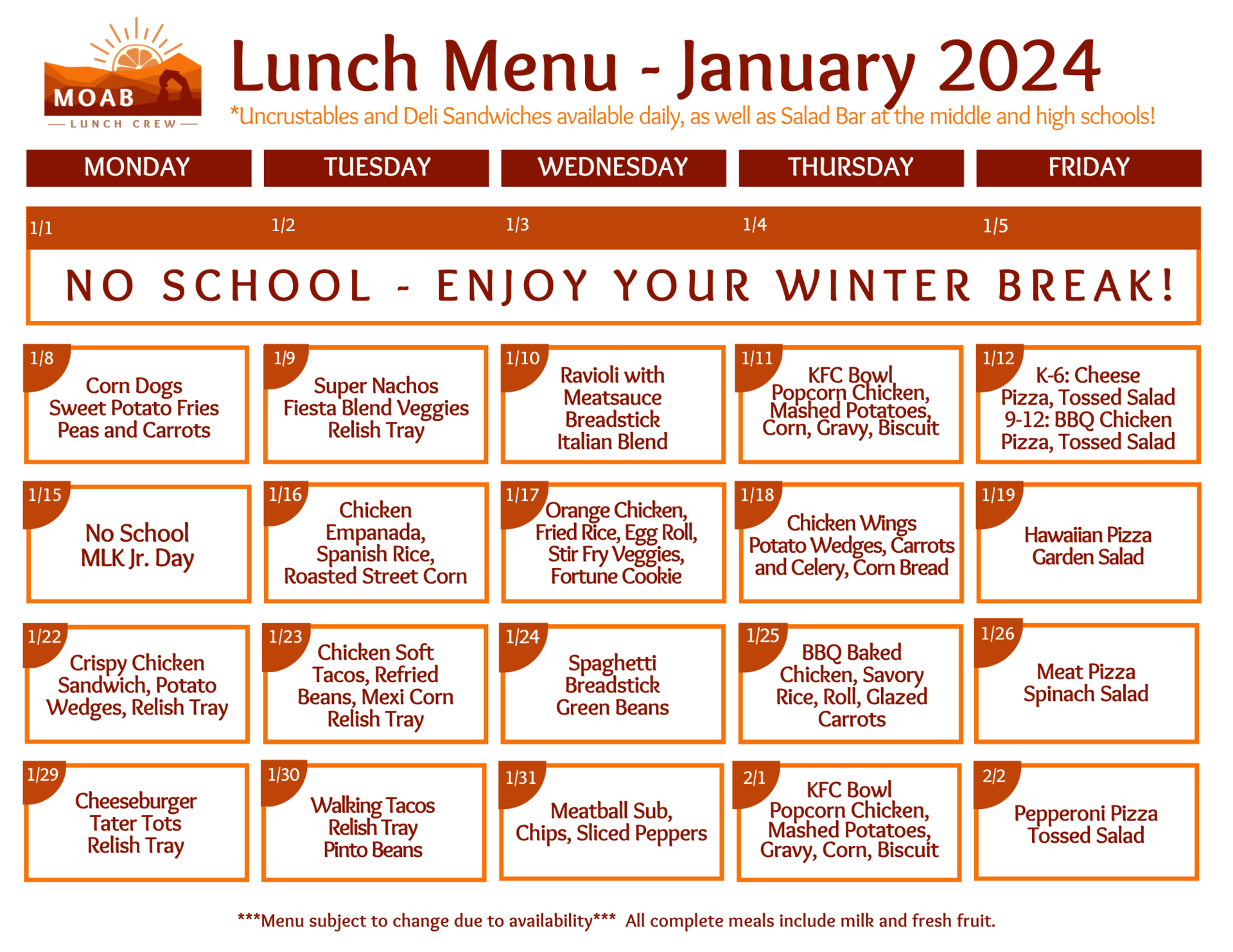 Menus – Child Nutrition Program – Grand County School District