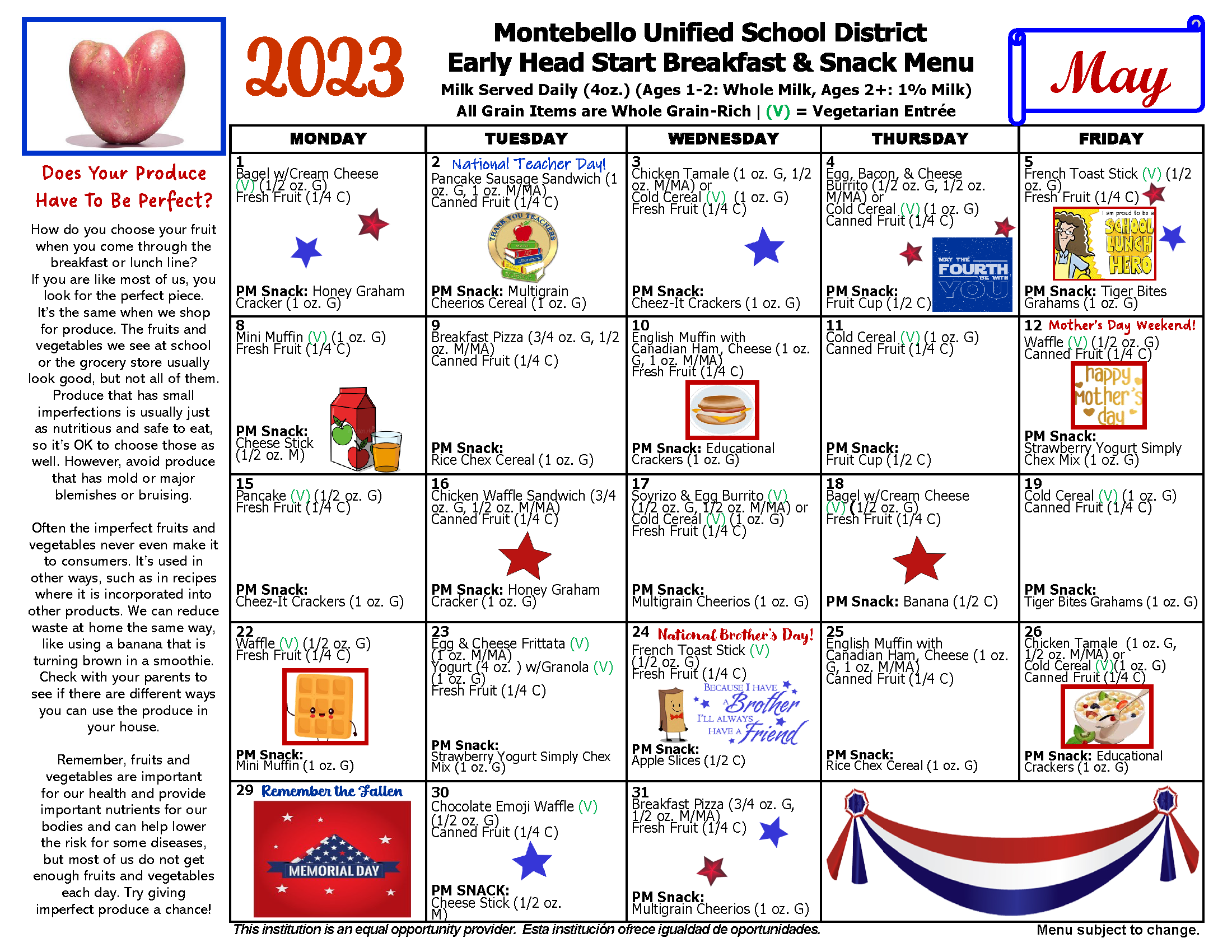 Menus – Nutrition Services – Montebello Unified School District
