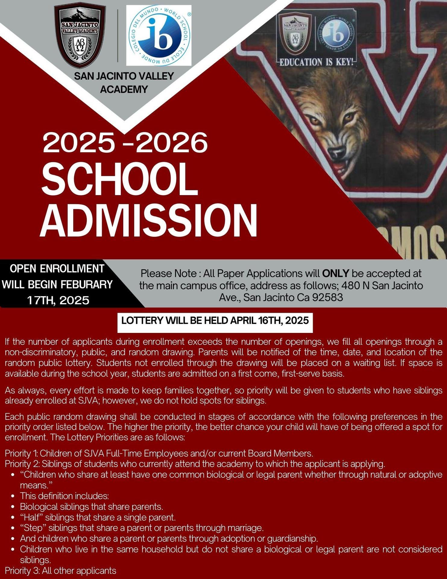 Application and Enrollment Forms – Admissions – San Jacinto Valley Academy