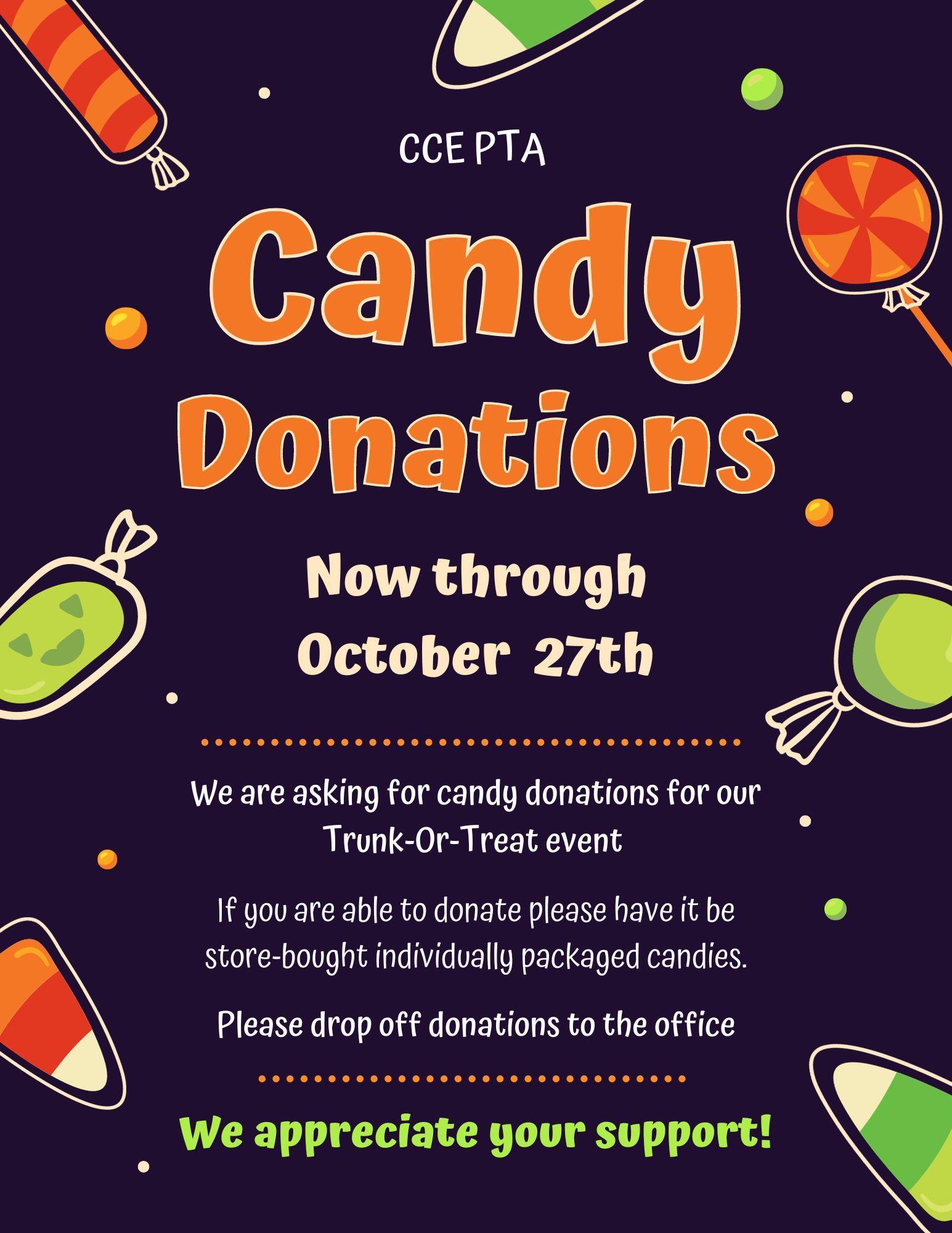 Trunk or Treat Candy Donations | Cesar E. Chavez Elementary School