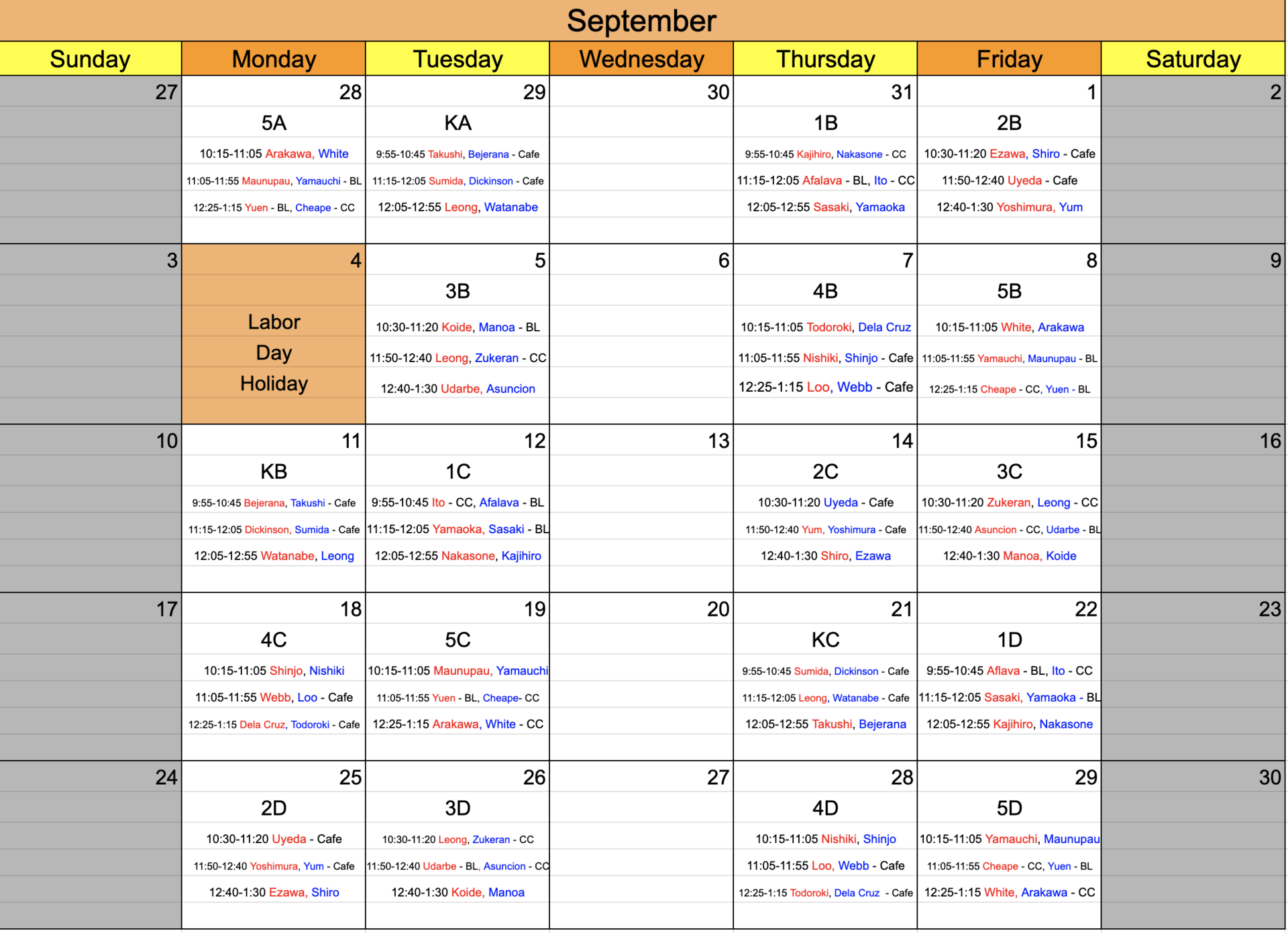 Schedules / Calendar – Physical Education – Mililani Waena Elementary