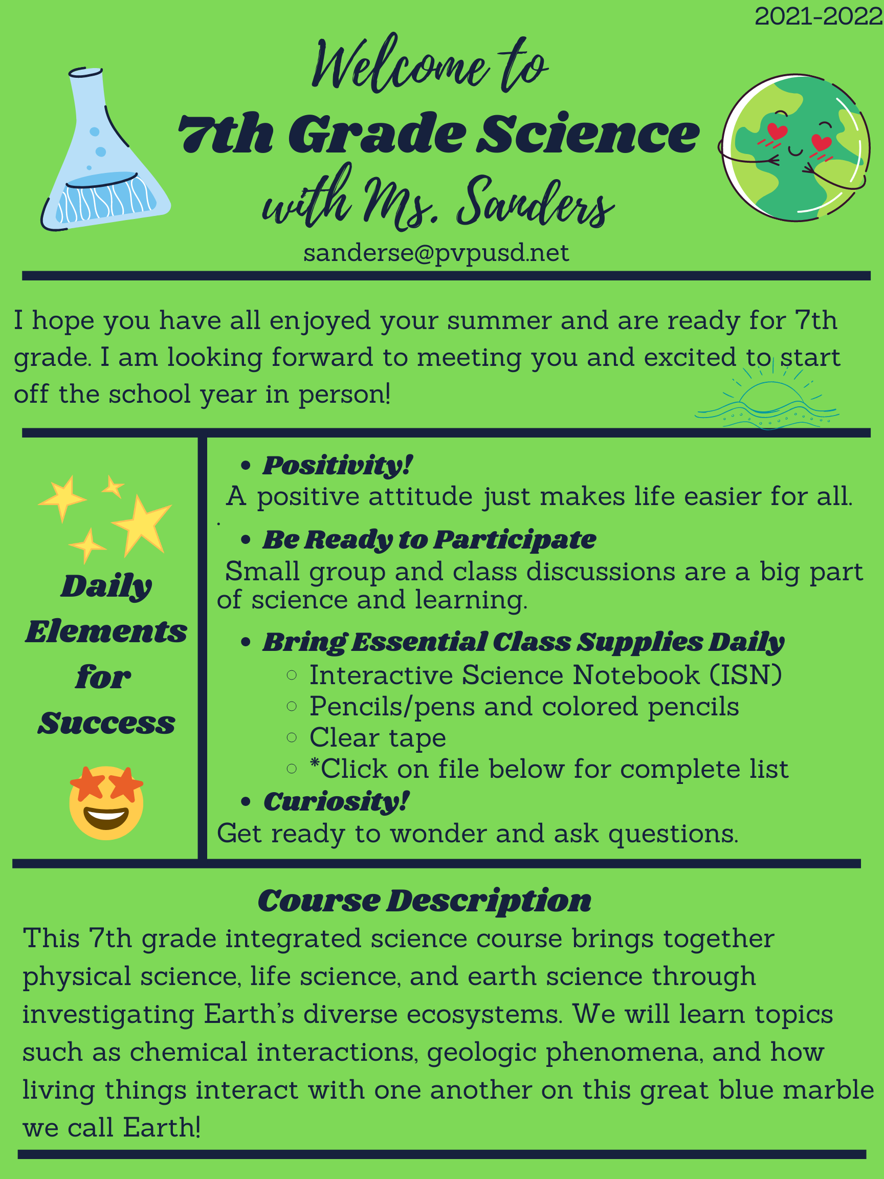 7th Grade Science Ms Sanders Palos Verdes Intermediate
