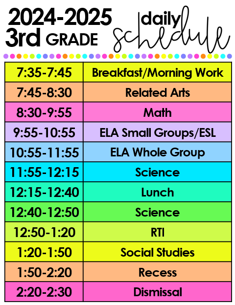 Class and Related Arts Schedule – Mrs. Paula Regen – Rock Springs ...