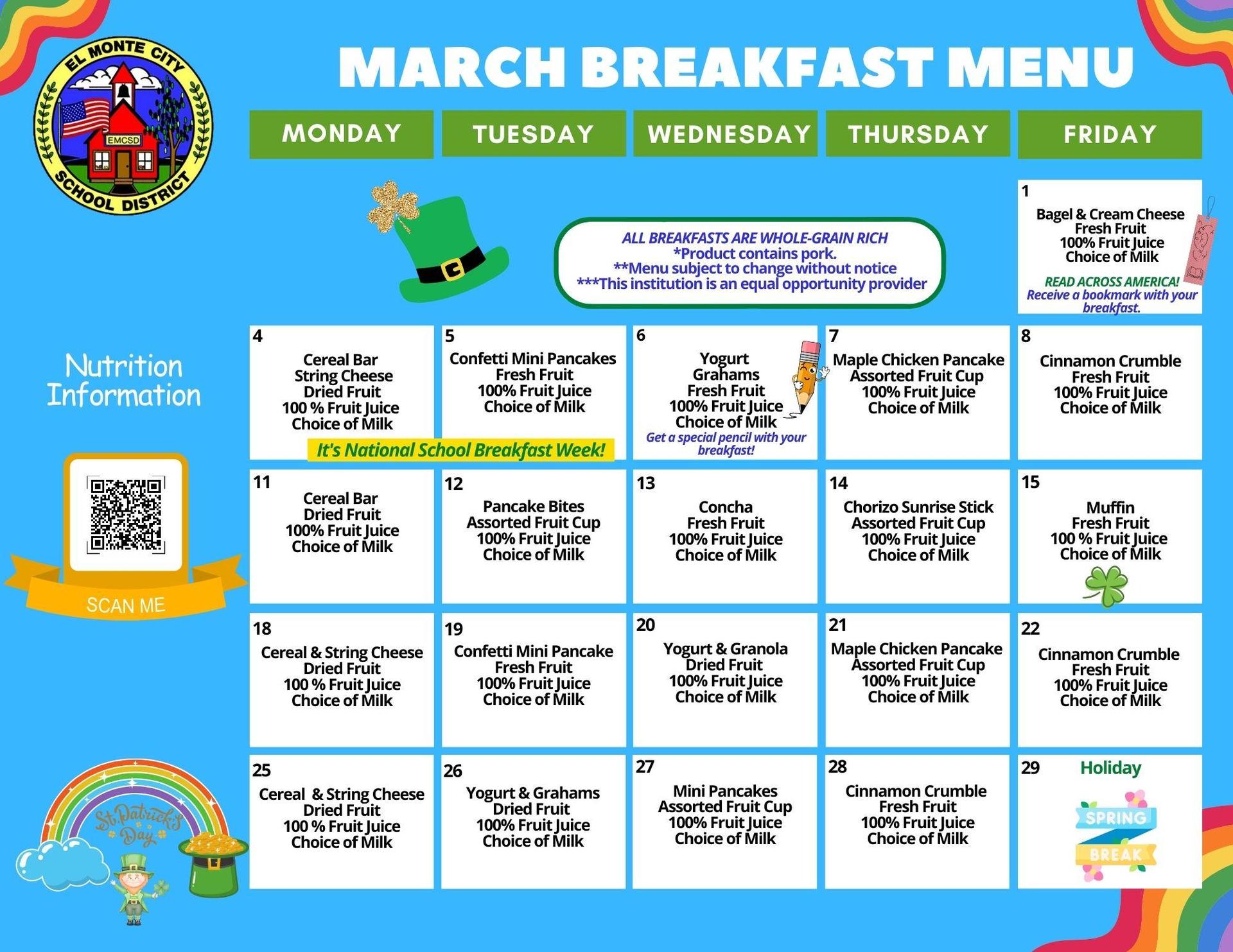 Menus & Meal Programs – Nutrition Services – El Monte City School District