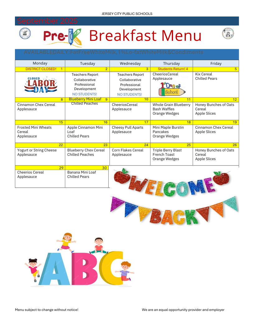 Lunch Menus – Monthly Calendars – Whitney M. Young Jr. Community School ...
