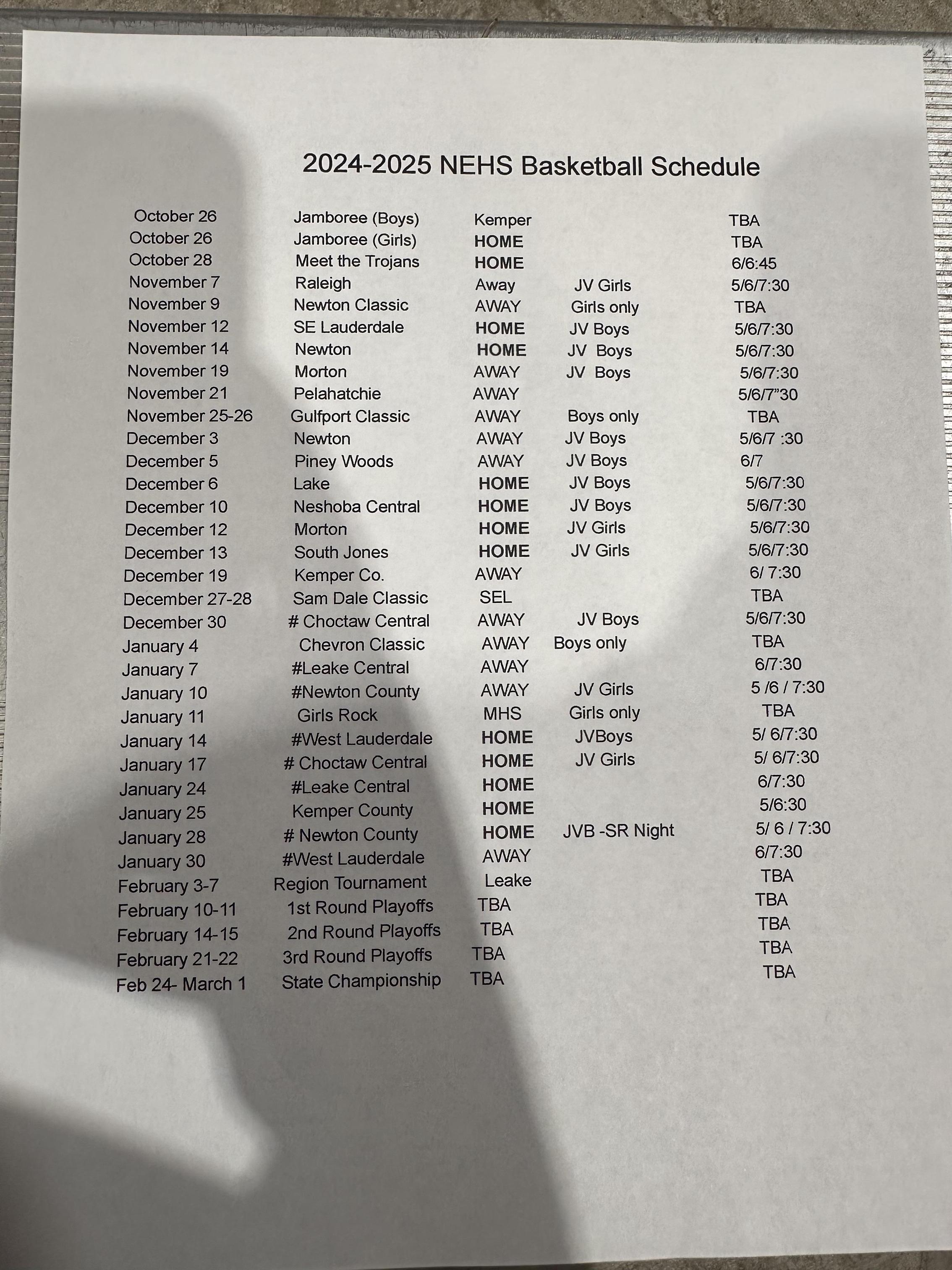 2024-25 Basketball Schedule – Boys Basketball – Northeast High School
