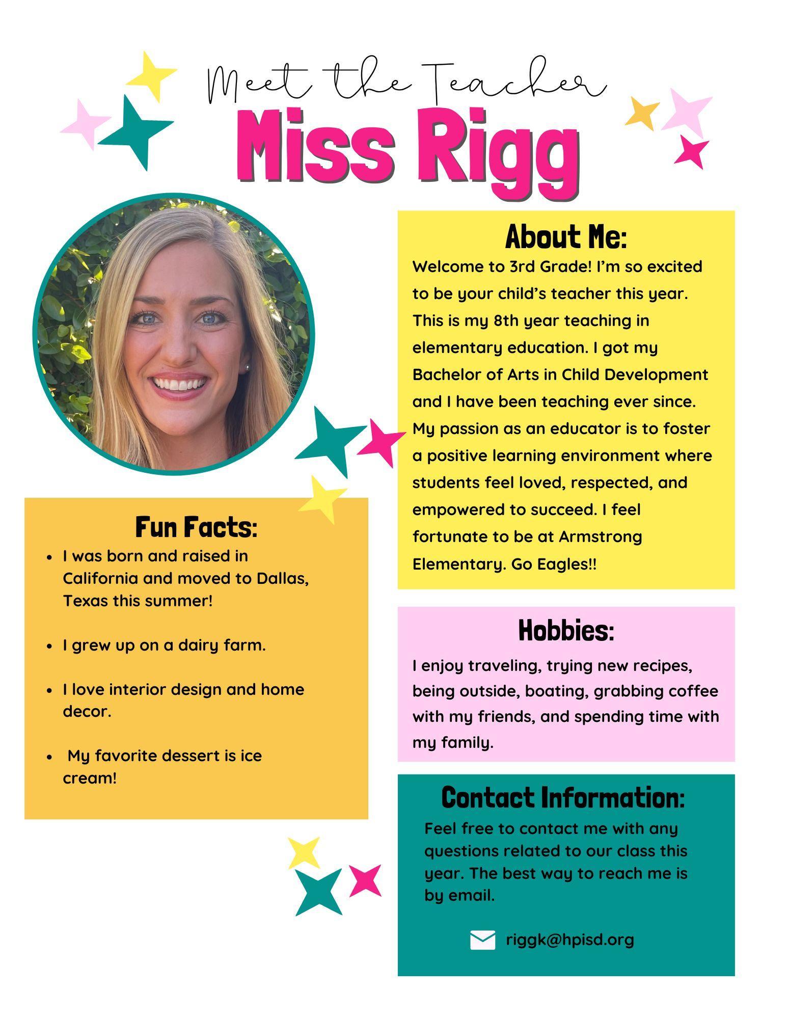Ms. Rigg – Kristi Rigg – John S. Armstrong Elementary School