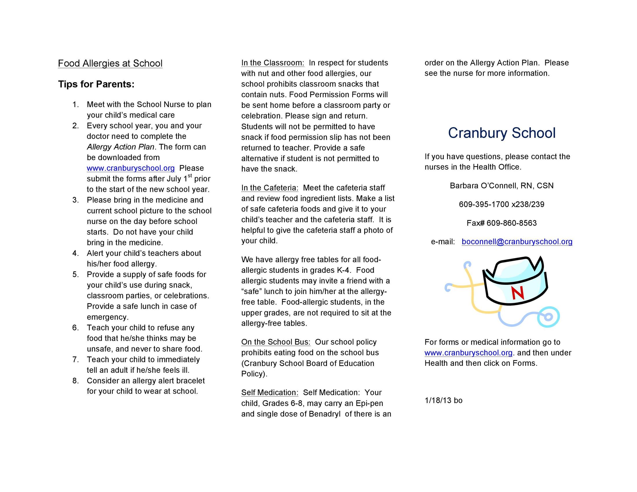 Allergies in School – Mrs. Jillison Brophy – Cranbury School District