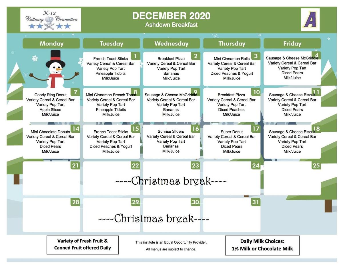 December – Menus – Ashdown Public Schools