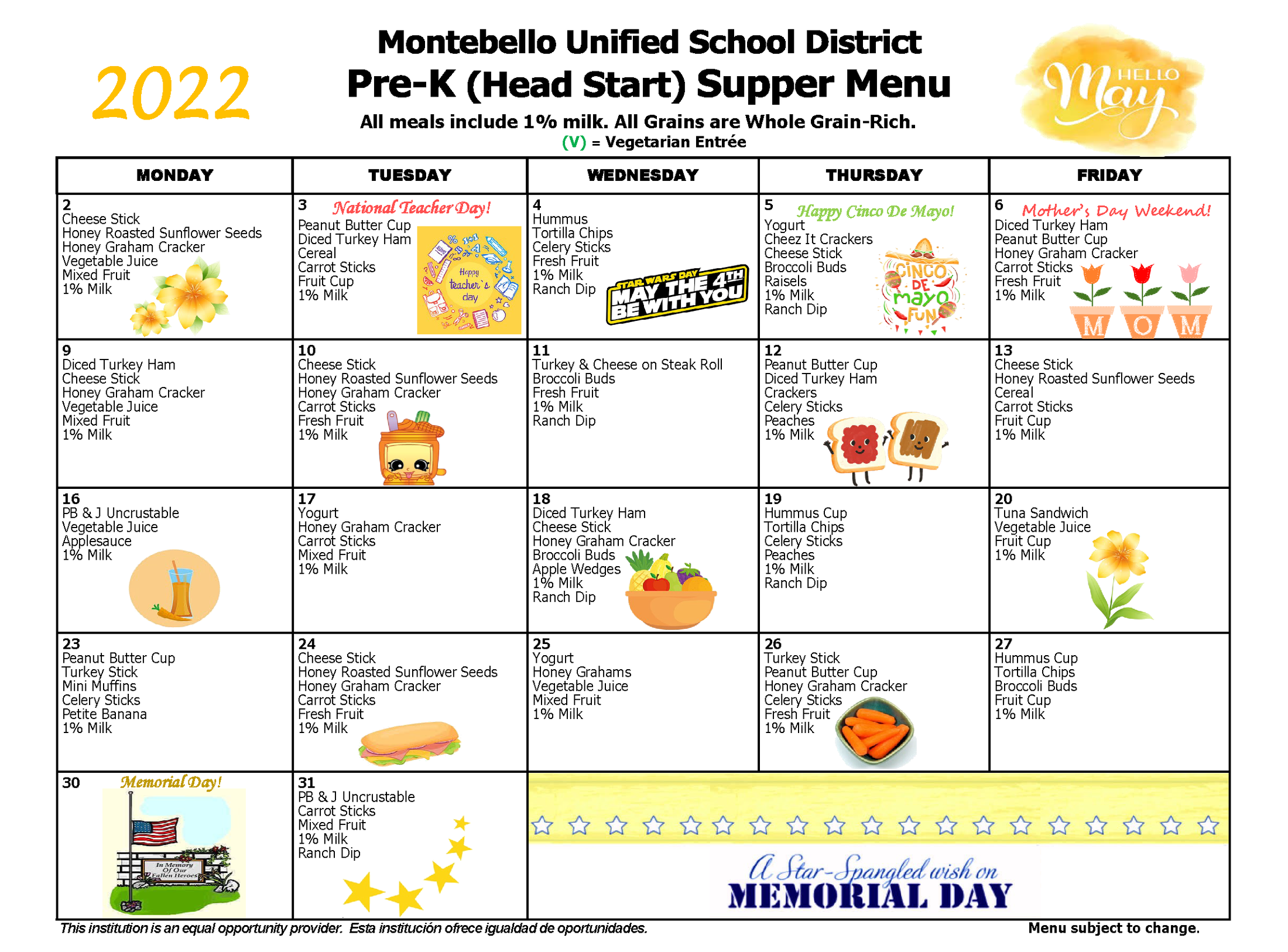 Menus – Nutrition Services – Montebello Unified School District