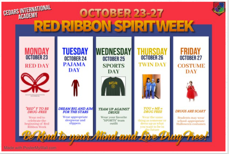 Red Ribbon Spirit Week October 23-27 | Cedars International Academy Schools