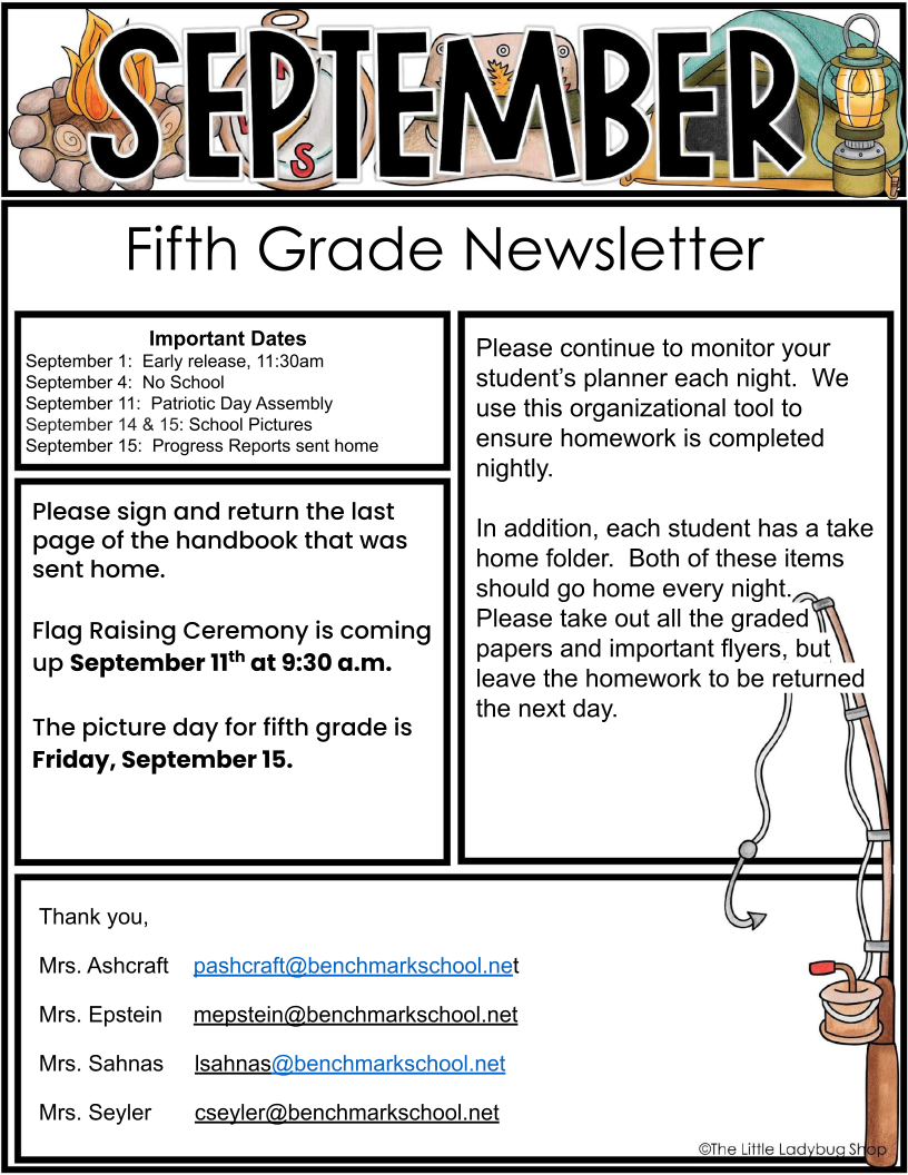 Newsletters – 5th Grade – Benchmark School