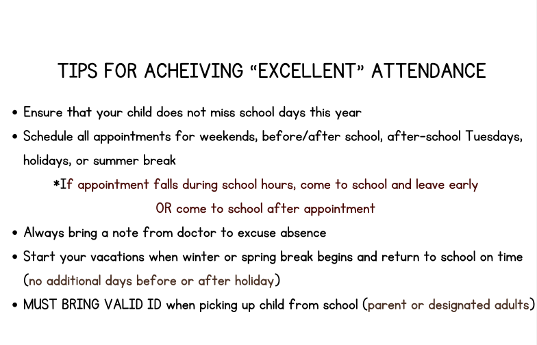 Attendance Policy – Our School – 122nd Street Elementary
