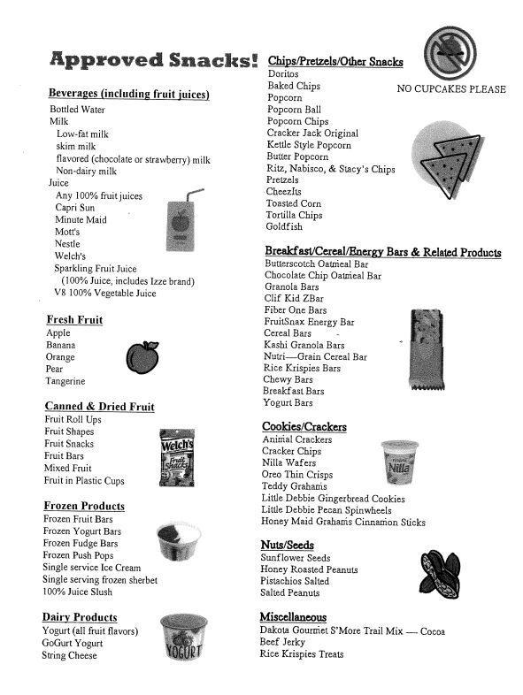 Approved Snack List | AMS Peoria Advanced