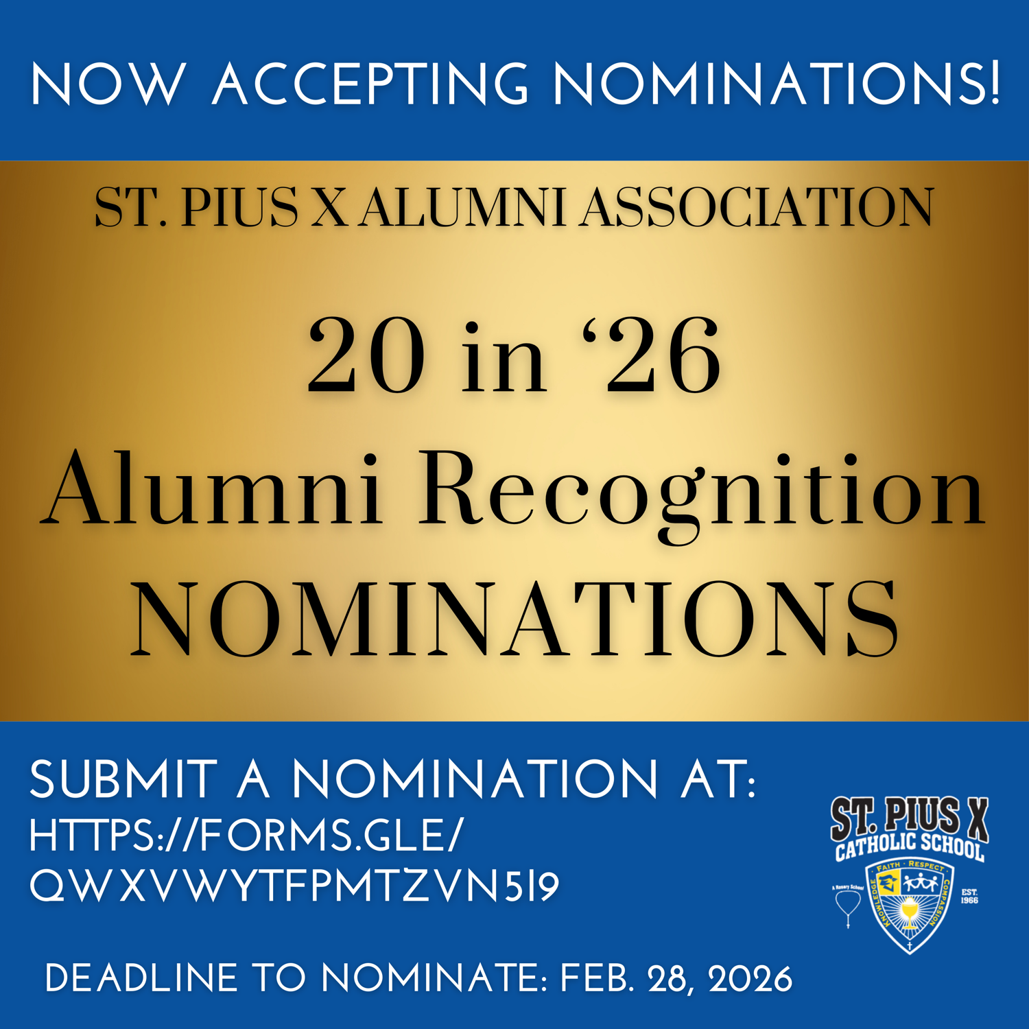 Alumni Info – Parents & Community – St. Pius X Catholic School